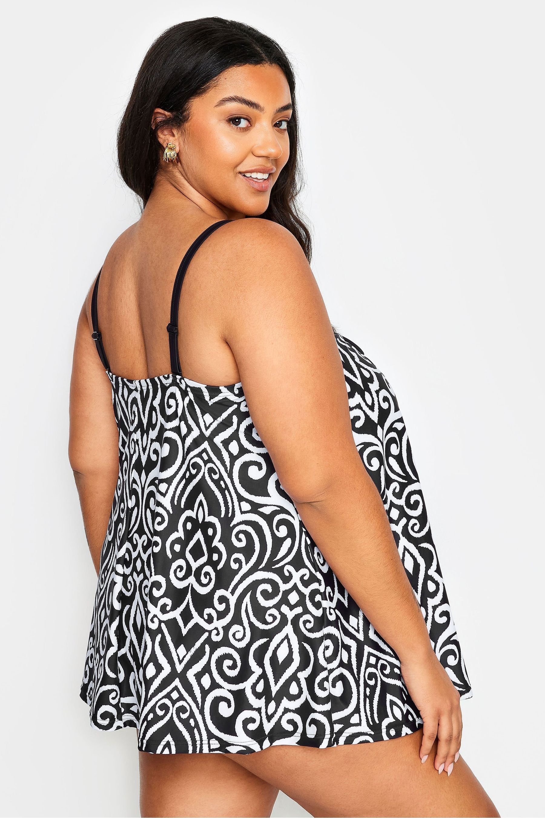 Buy Yours Curve Black Floral Print A-Line Tankini Top from the Next UK ...