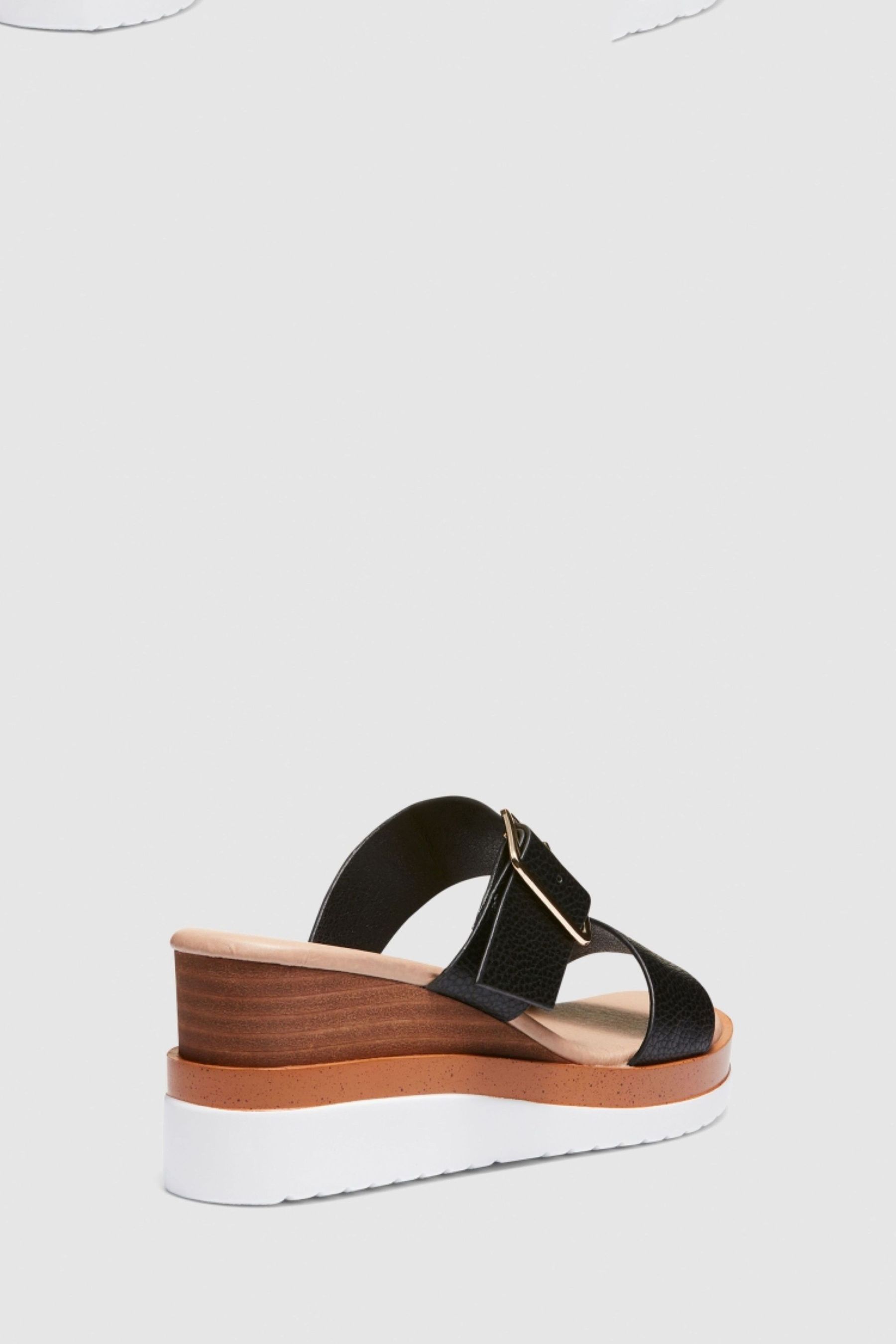 Buy Novo Black Bridgette Double Strap Wedge Mule Sandals from the Next ...