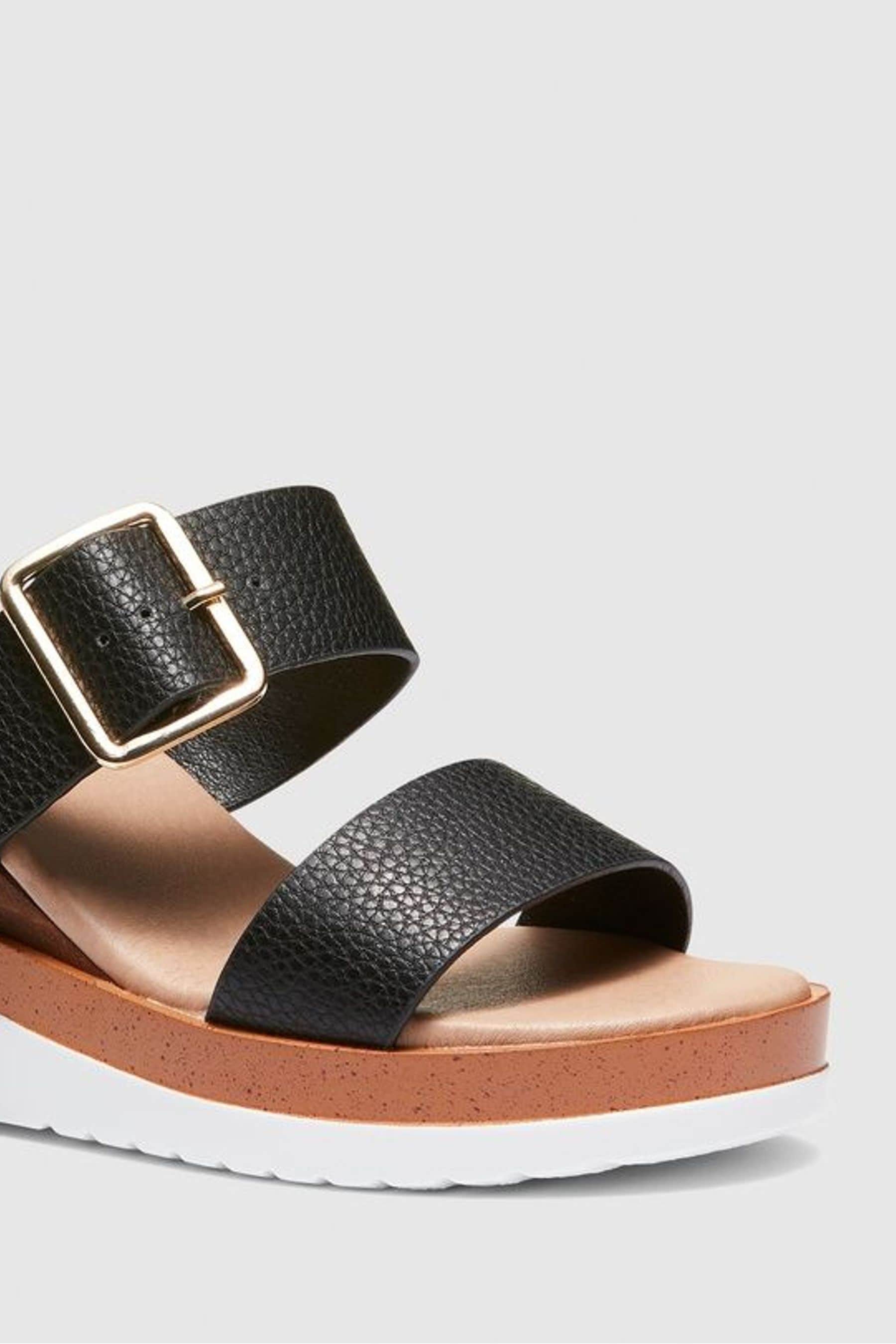 Buy Novo Black Bridgette Double Strap Wedge Mule Sandals from the Next ...