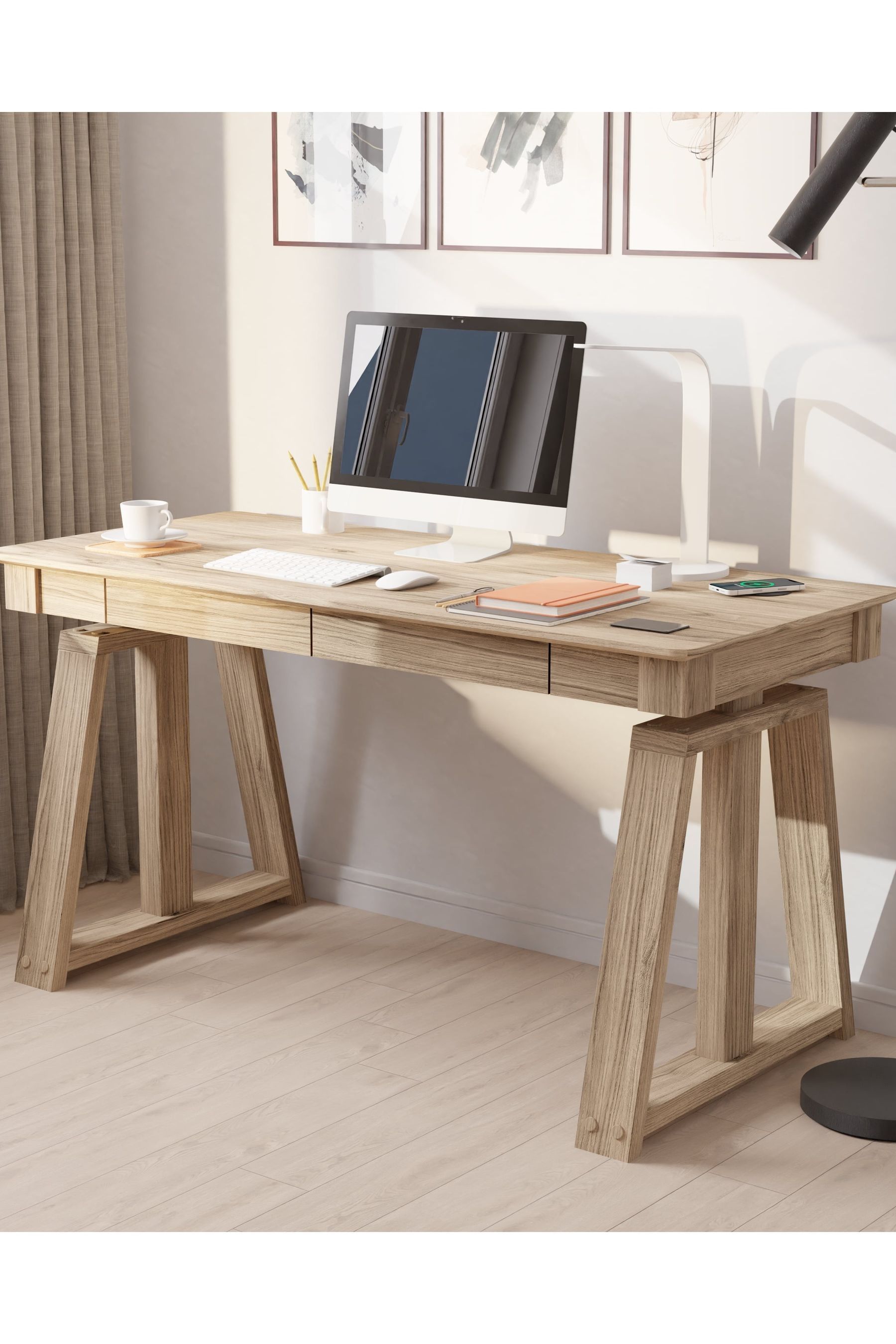 Buy Koble Natural Nora Height Adjustable Smart Desk from the Next UK ...