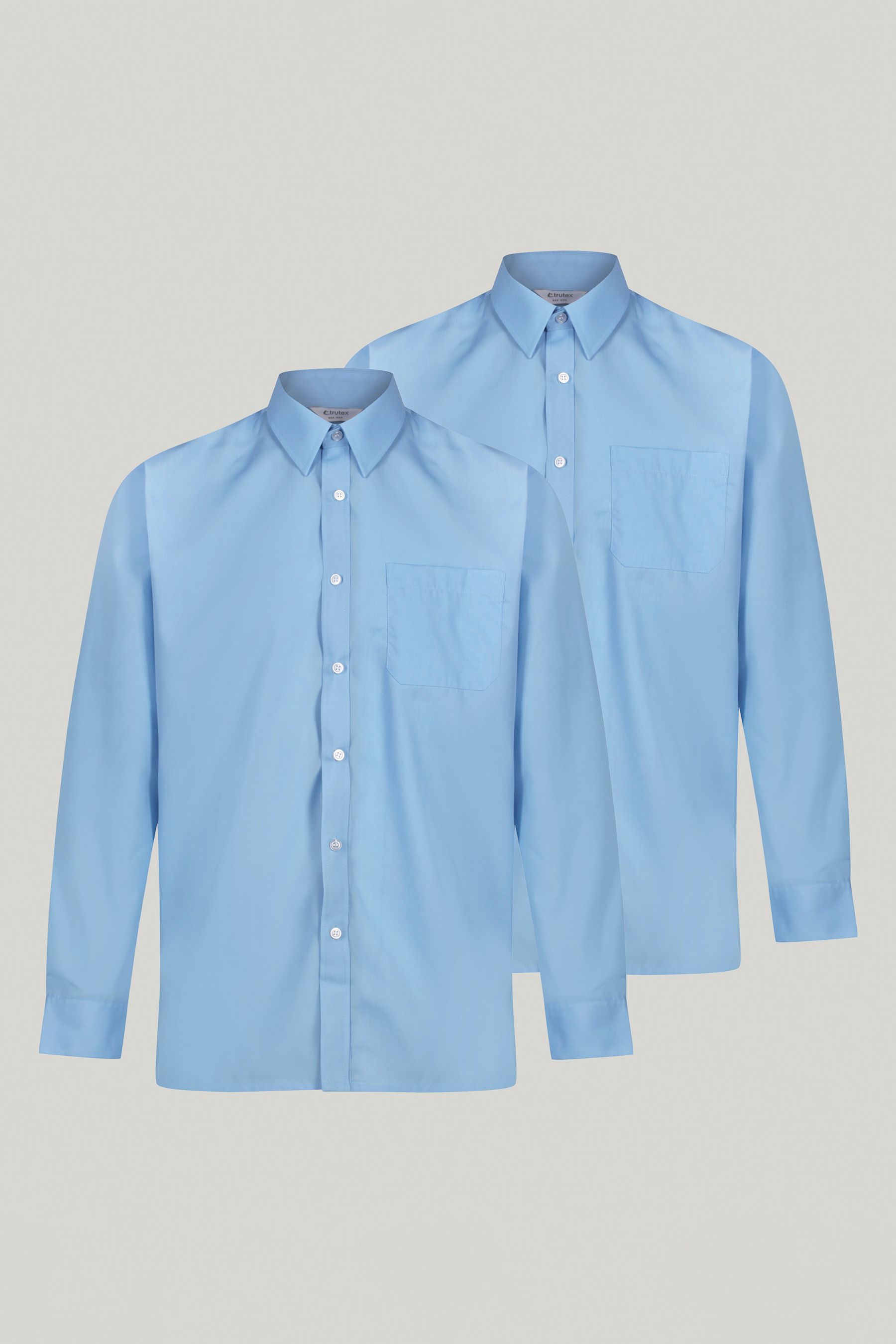 Buy Trutex Blue Regular Fit Long Sleeve 2 Pack School Shirts from the ...