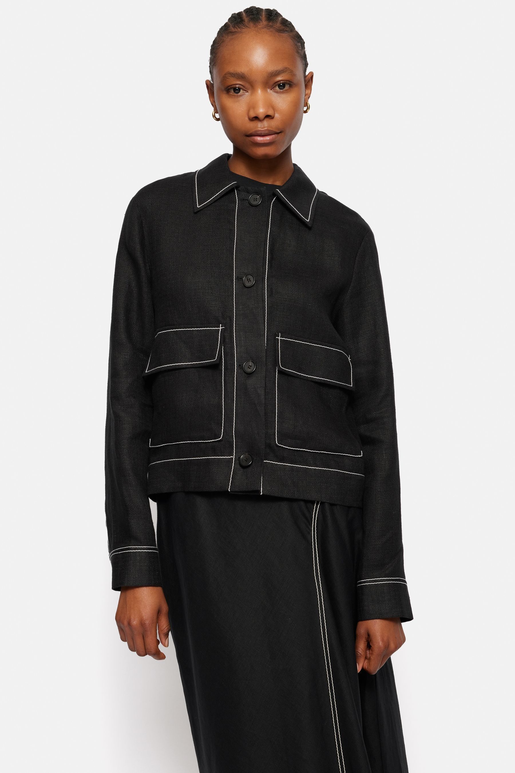 Buy Jigsaw Linen Cropped Utility Jacket from the Next UK online shop