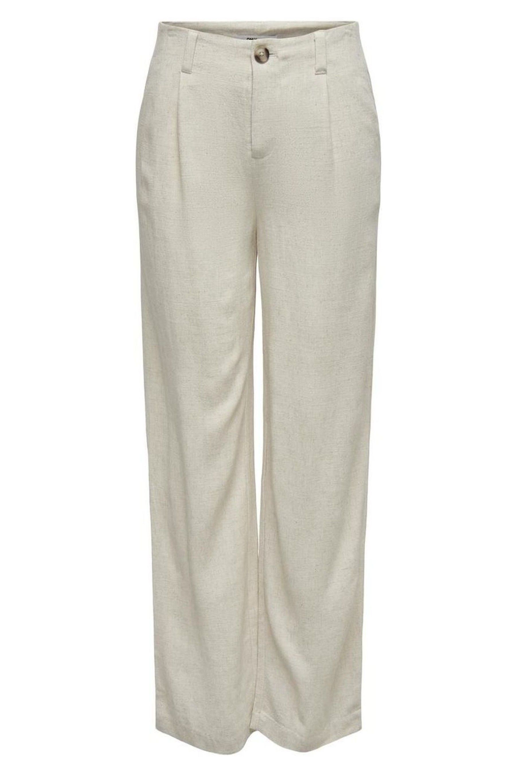 Buy ONLY Cream Tailored Wide Leg Trousers With A Touch Of Linen from ...