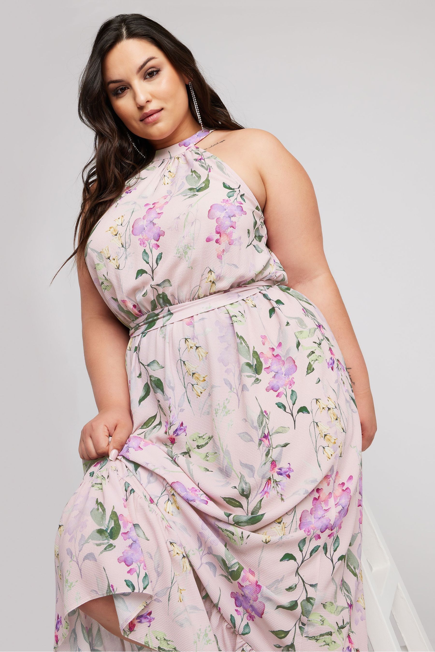 Buy Yours Curve Pink YOURS LONDON Curve Pink Floral Print Maxi Dress ...