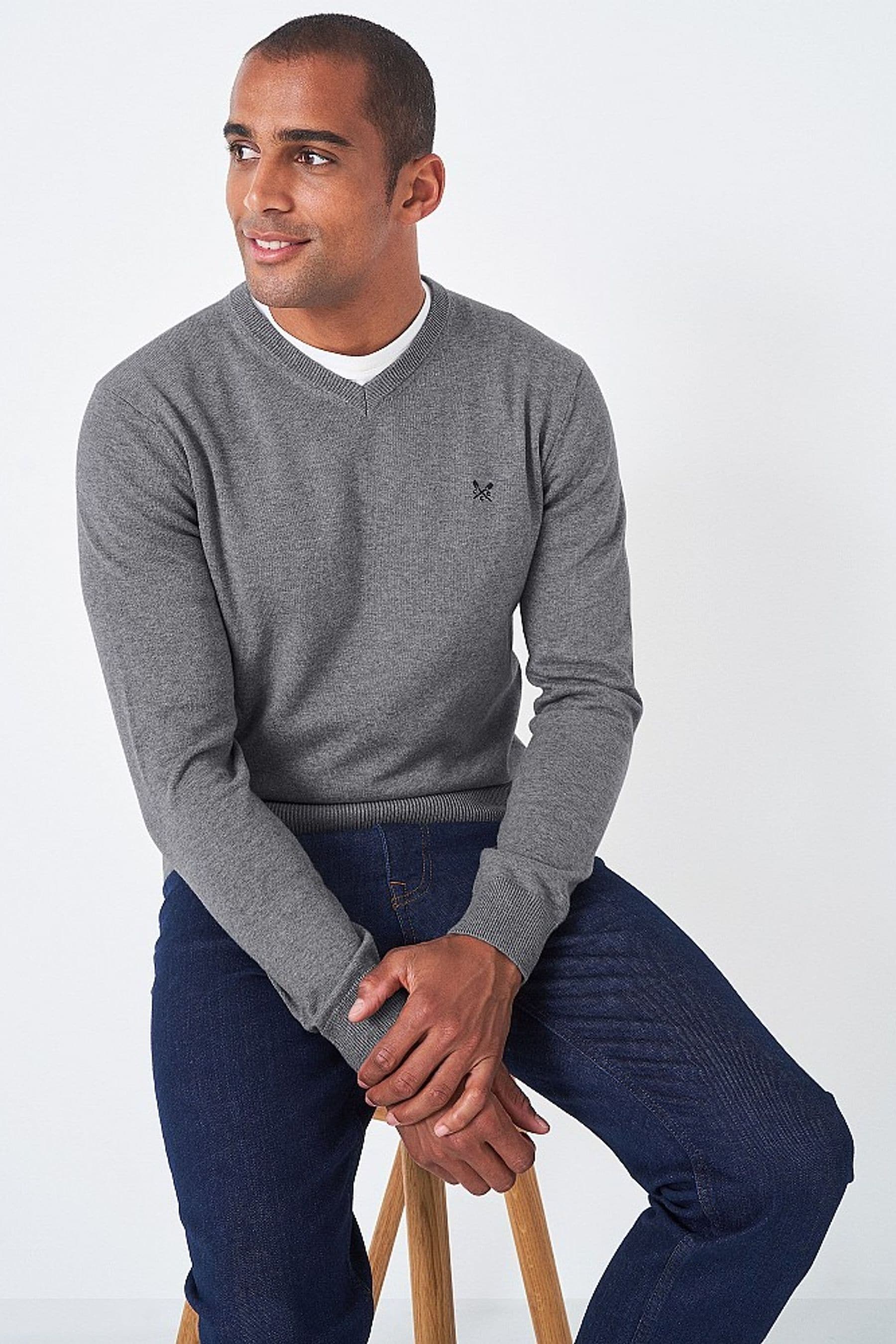 Buy Crew Clothing Company Green Organic Cotton V-Neck Jumper from the ...