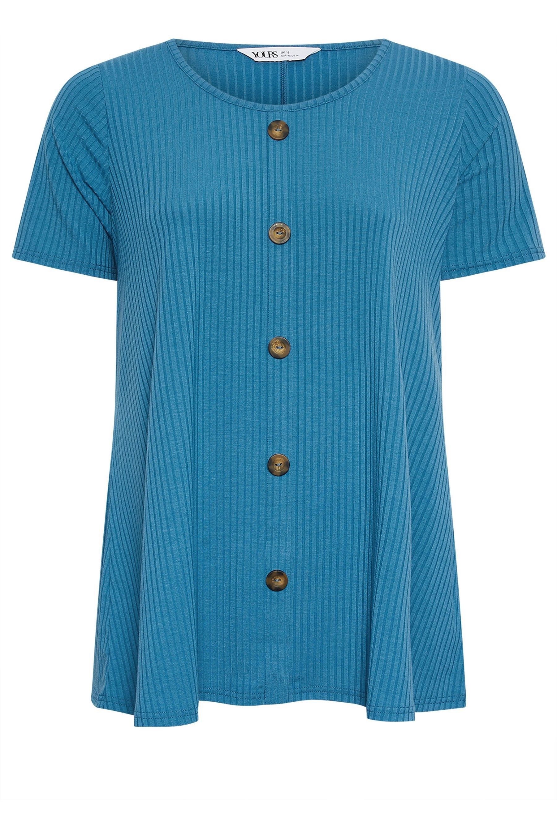 Buy Yours Curve Blue Button Front Ribbed Tunics from the Next UK online ...