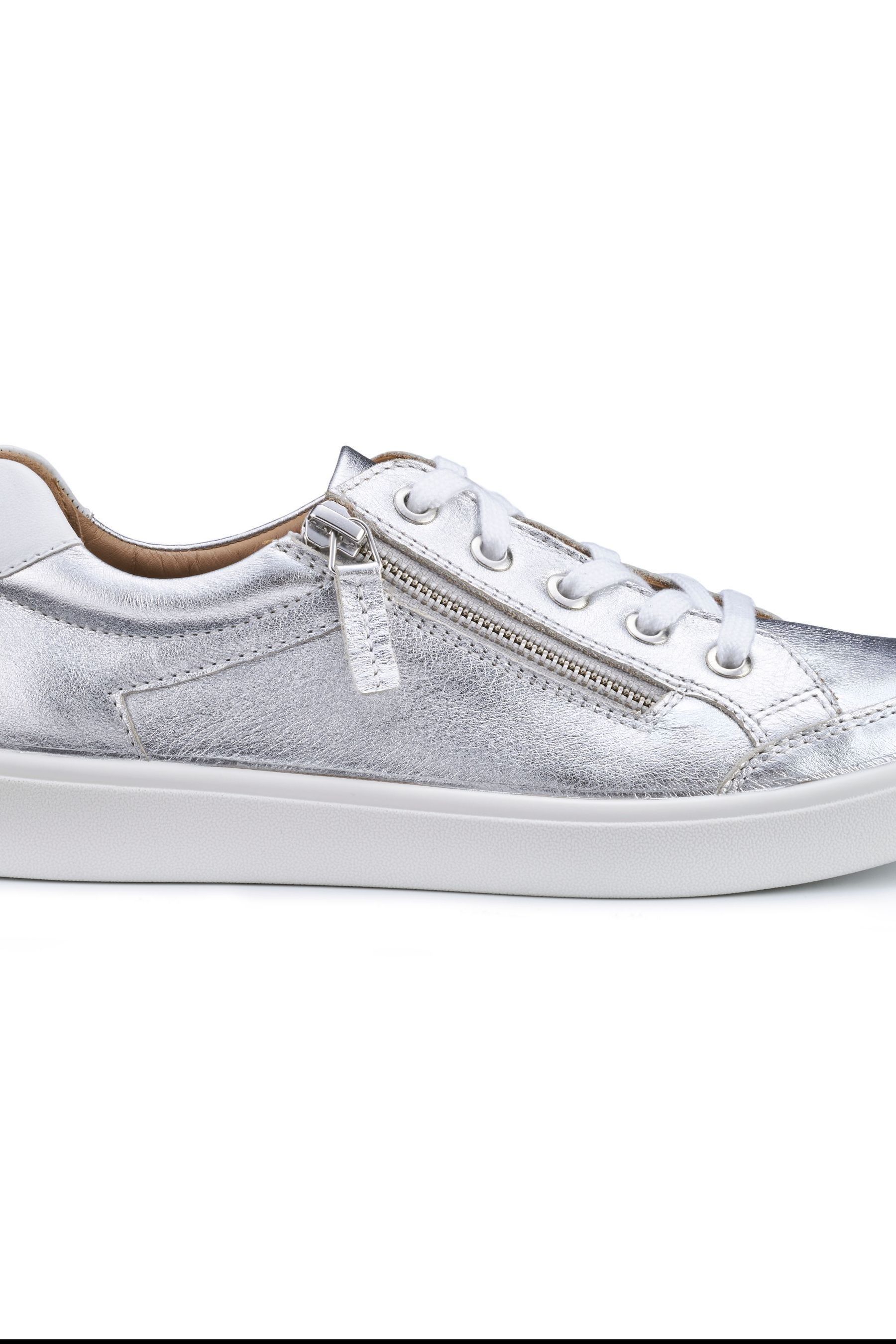 Buy Hotter Silver Standard Fit Chase II Lace up / Zip Trainers from the ...