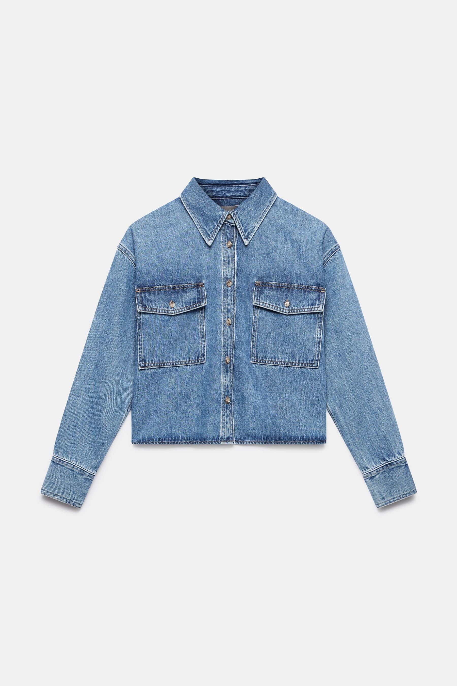 Buy Mint Velvet Blue Cropped Denim Shirt from the Next UK online shop