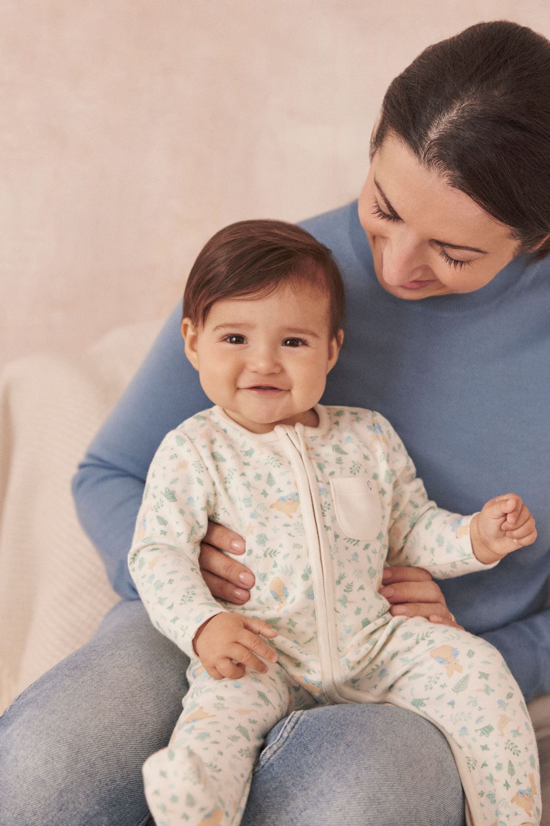 Buy MORI Cream Peter Rabbit Clever Zip-Up Sleepsuit from the Next UK ...