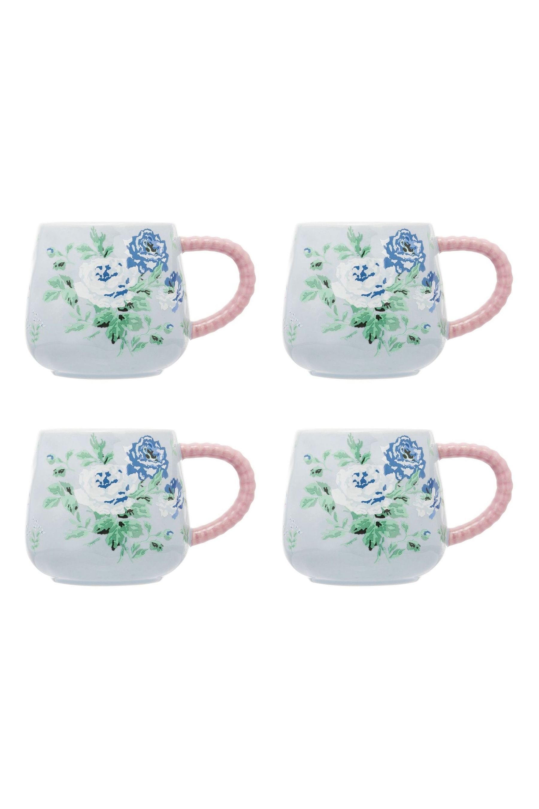 Buy Cath Kidston Set of 4 Blue Archive Rose Twisted Handle Billie Mugs ...