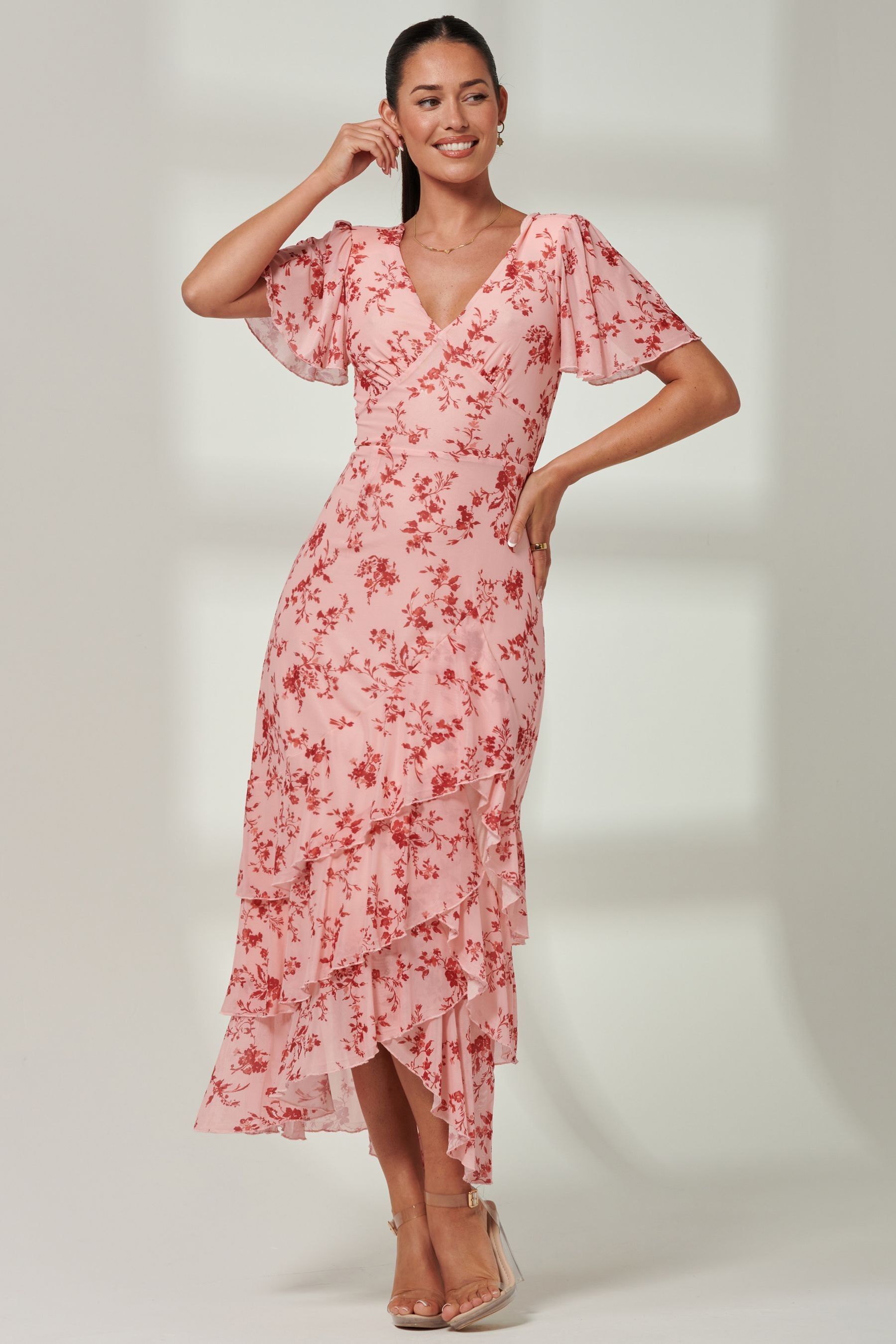 Buy Jolie Moi Daleysa Frill Hem Mesh Maxi Dress from the Next UK online ...