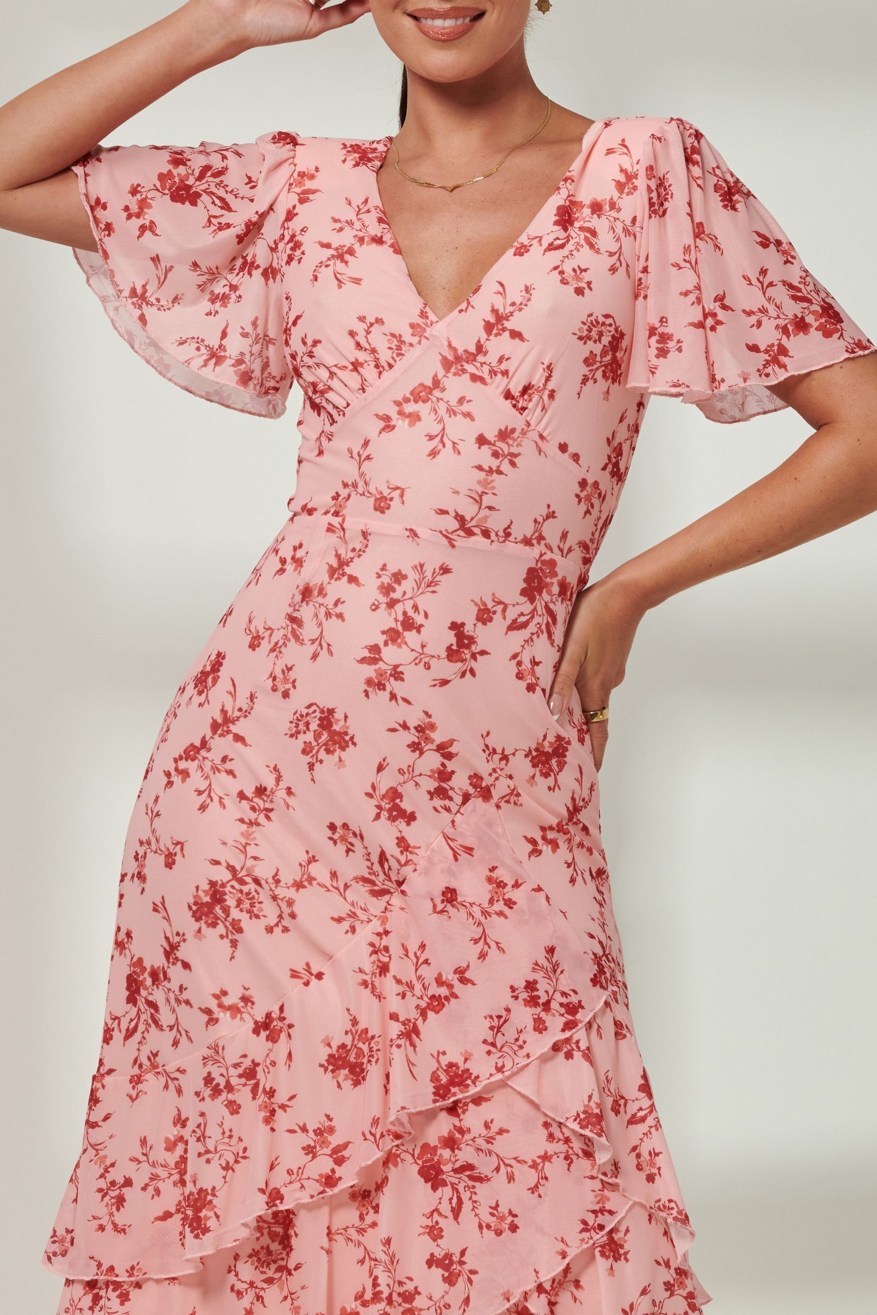 Buy Jolie Moi Daleysa Frill Hem Mesh Maxi Dress from the Next UK online ...