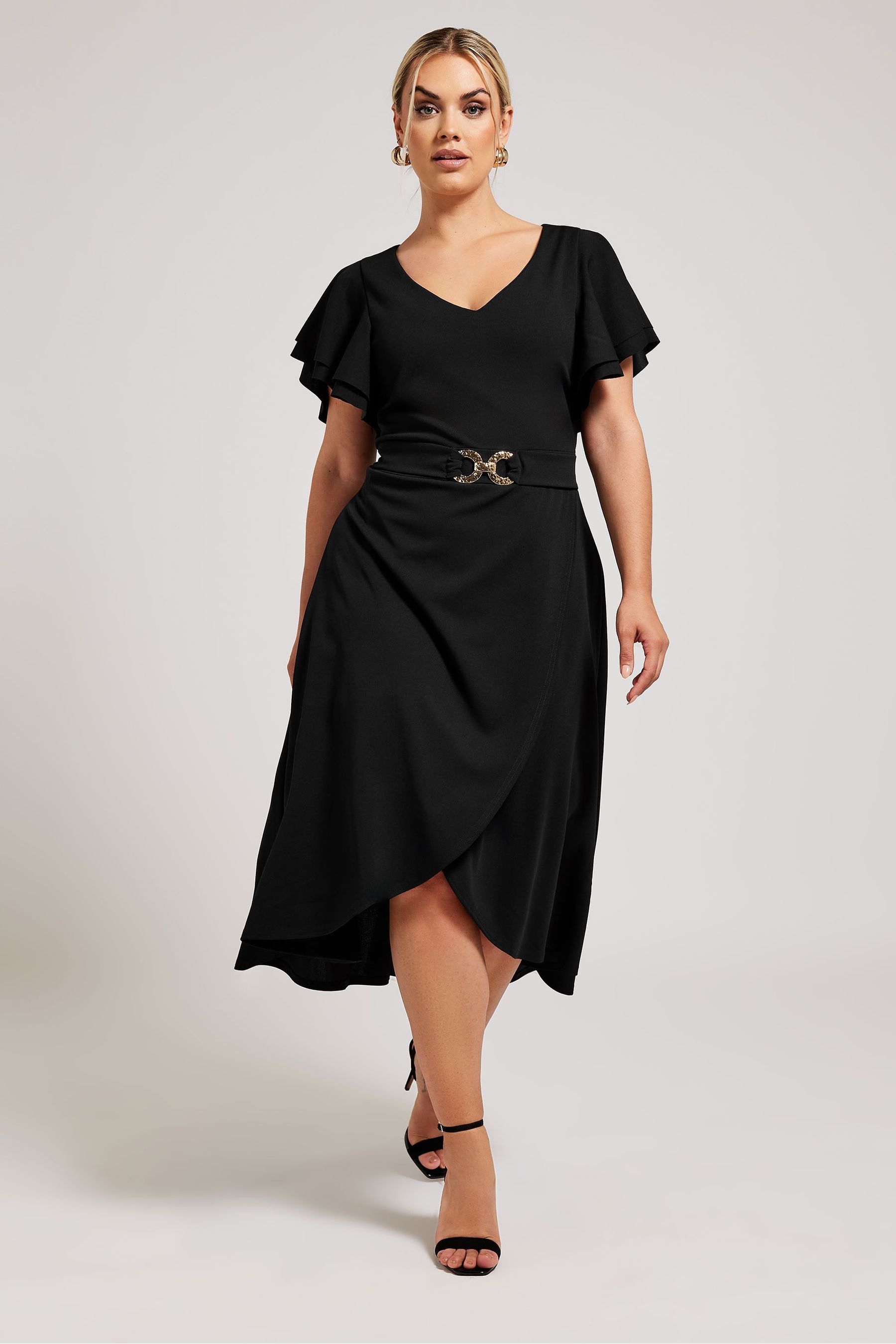 Buy Yours Curve Black London Buckle Dipped Hem Midi Dress from the Next ...