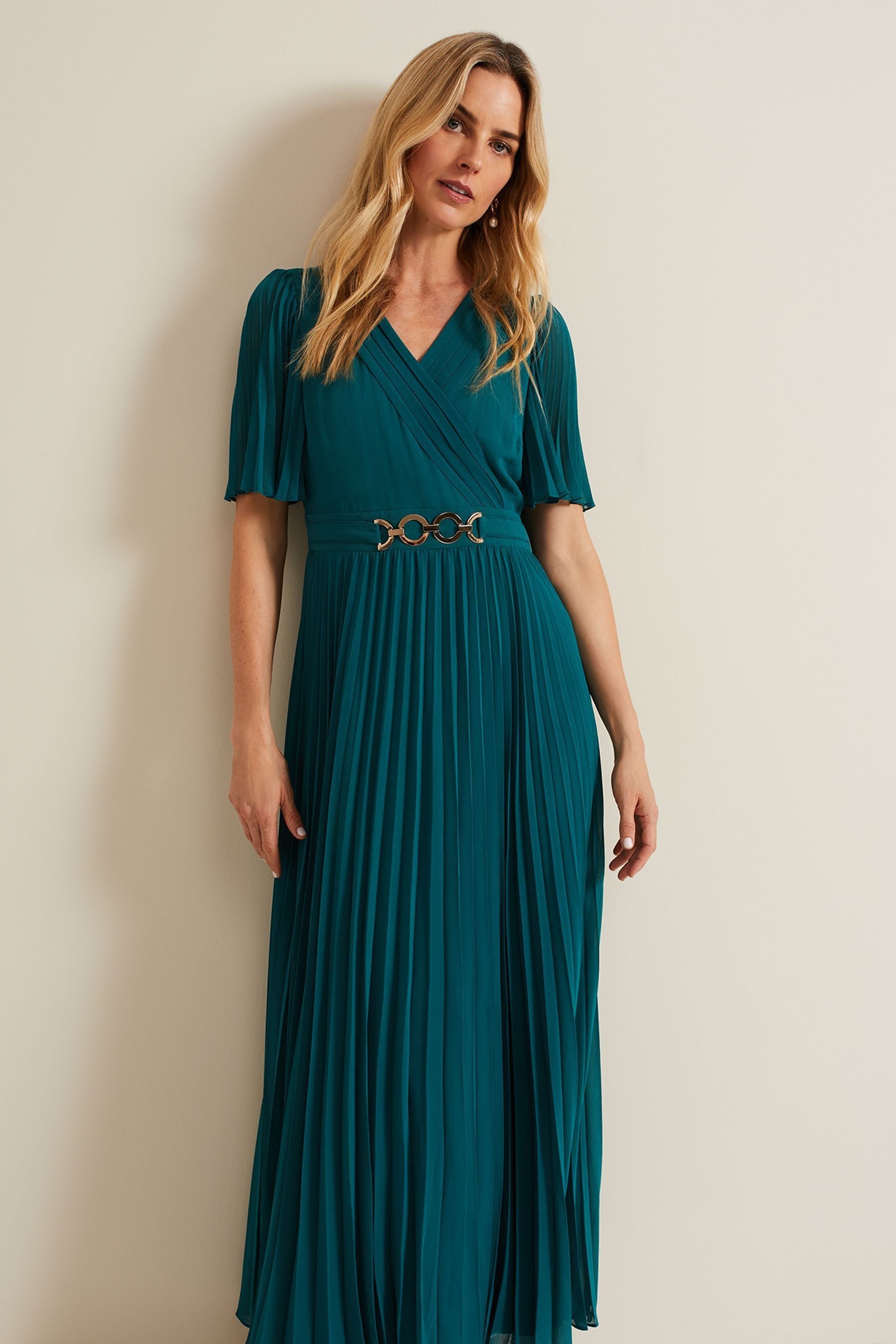 Buy Phase Eight Green Yasmina Pleated Maxi Dress from the Next UK ...