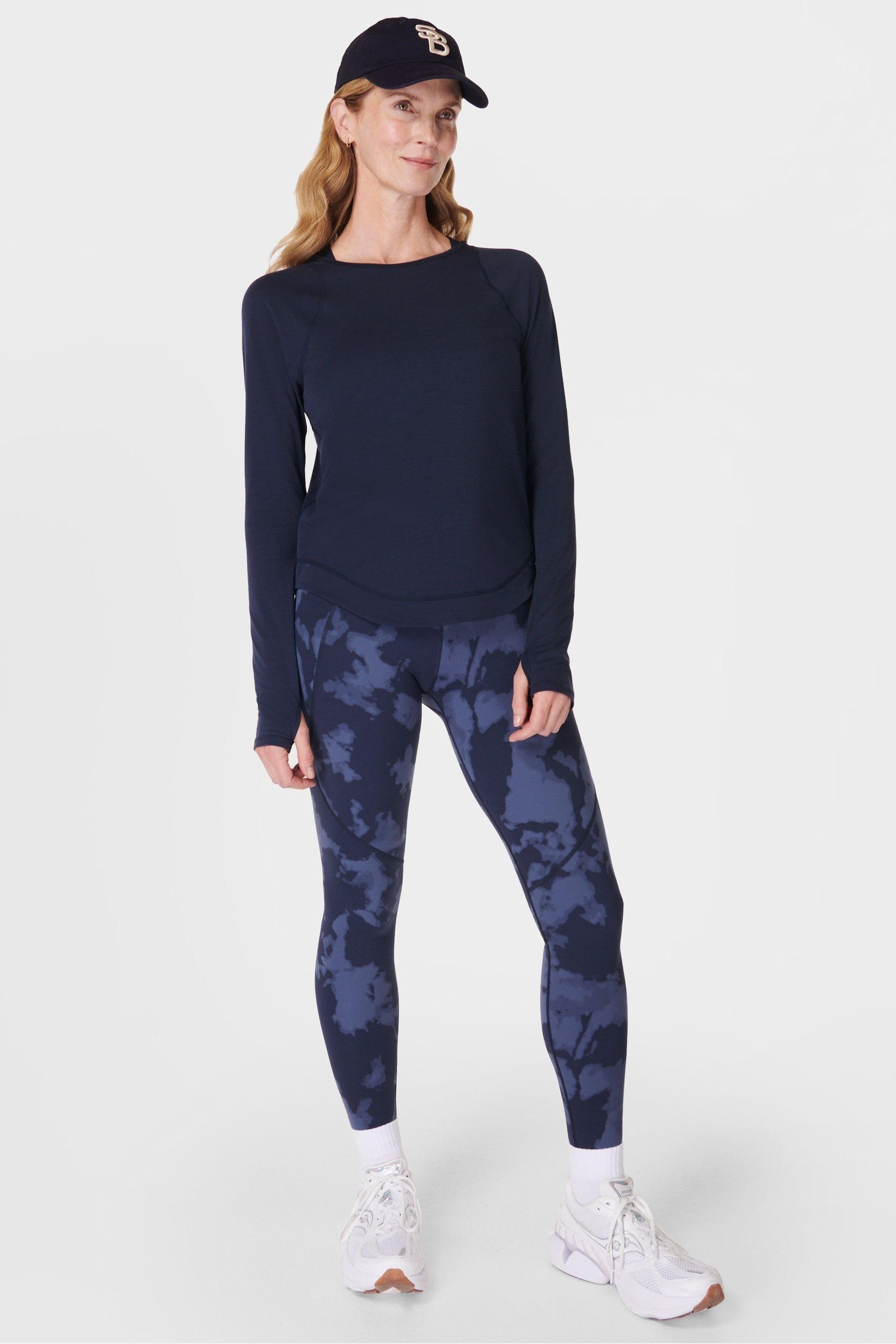 Buy Sweaty Betty Navy Blue Breathe Easy Sleeve Top from the Next UK ...