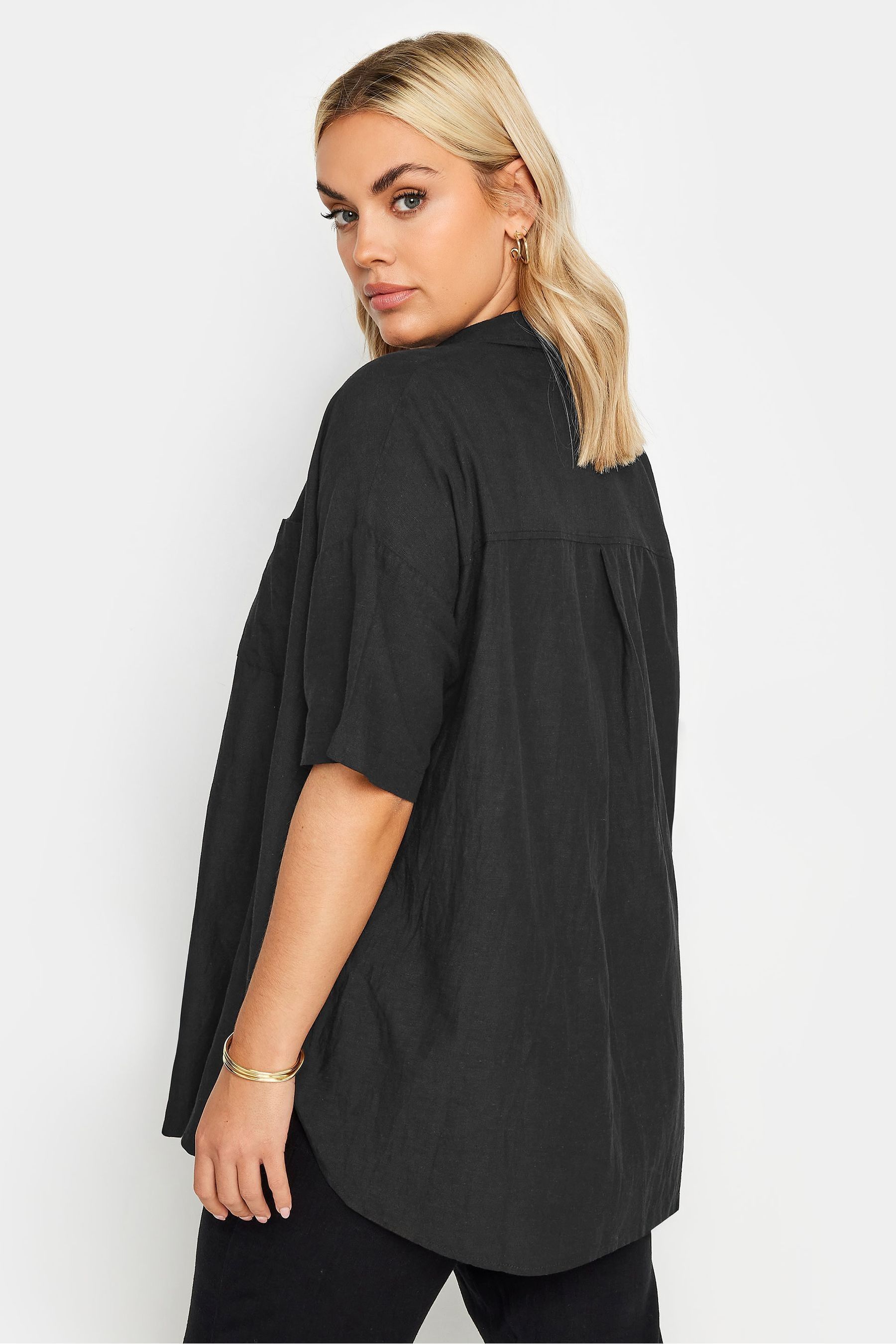 Buy Yours Curve Black Utility Linen Shirt from the Next UK online shop