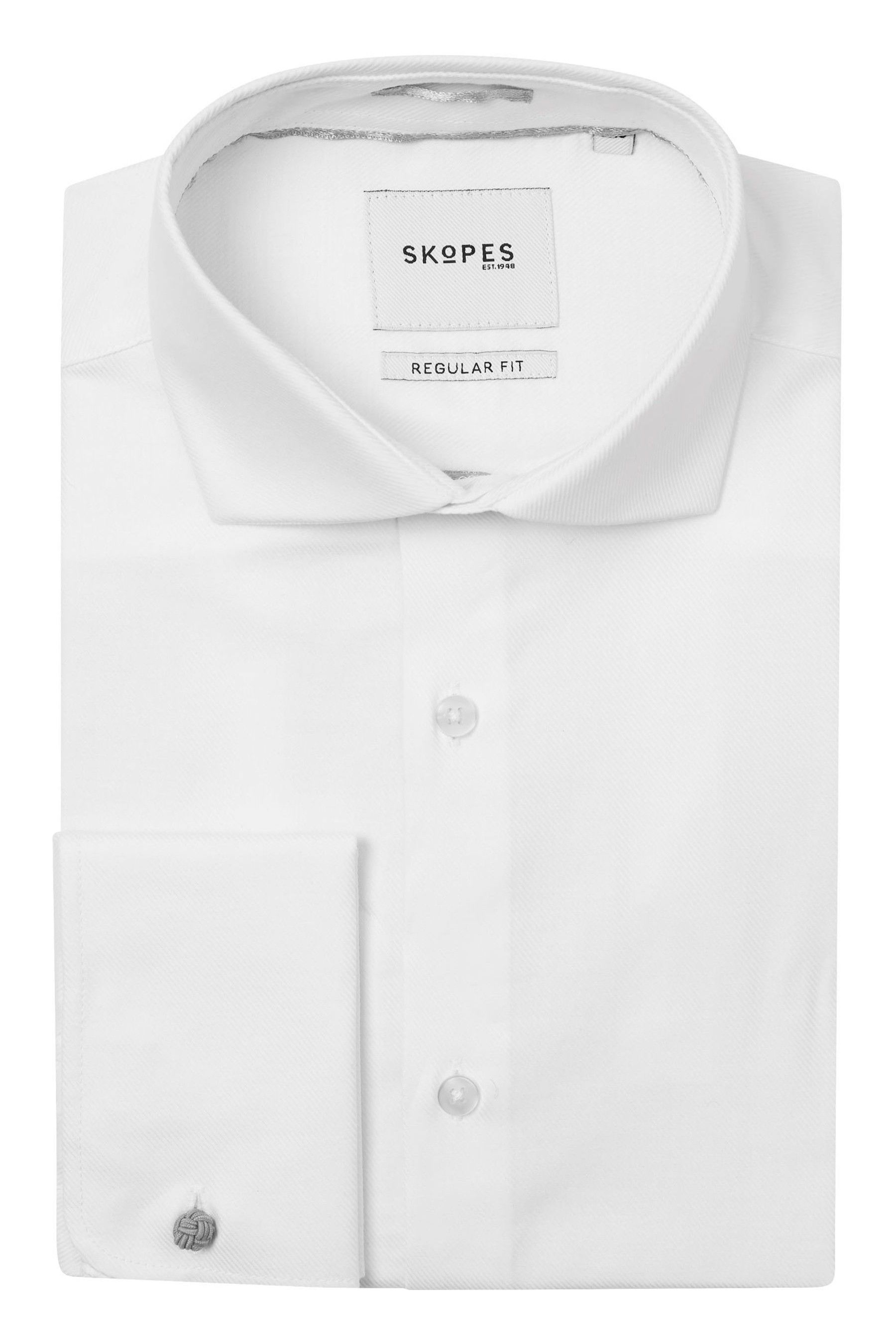 Buy Skopes Tailored Fit Double Cuff Dobby White Shirt from the Next UK ...