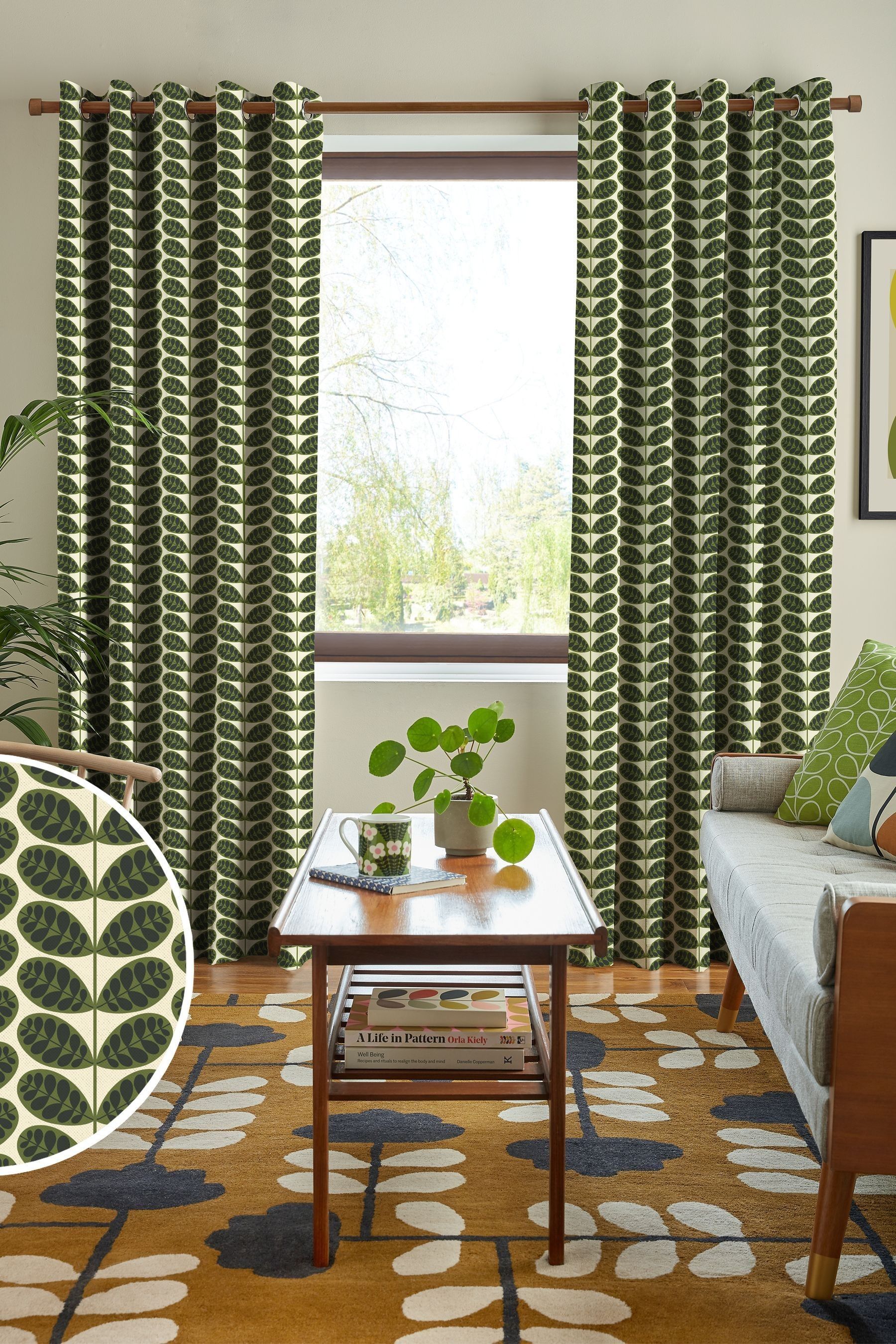 Buy Orla Kiely Olive Green Botanica Stem Made to Measure 100% Cotton ...