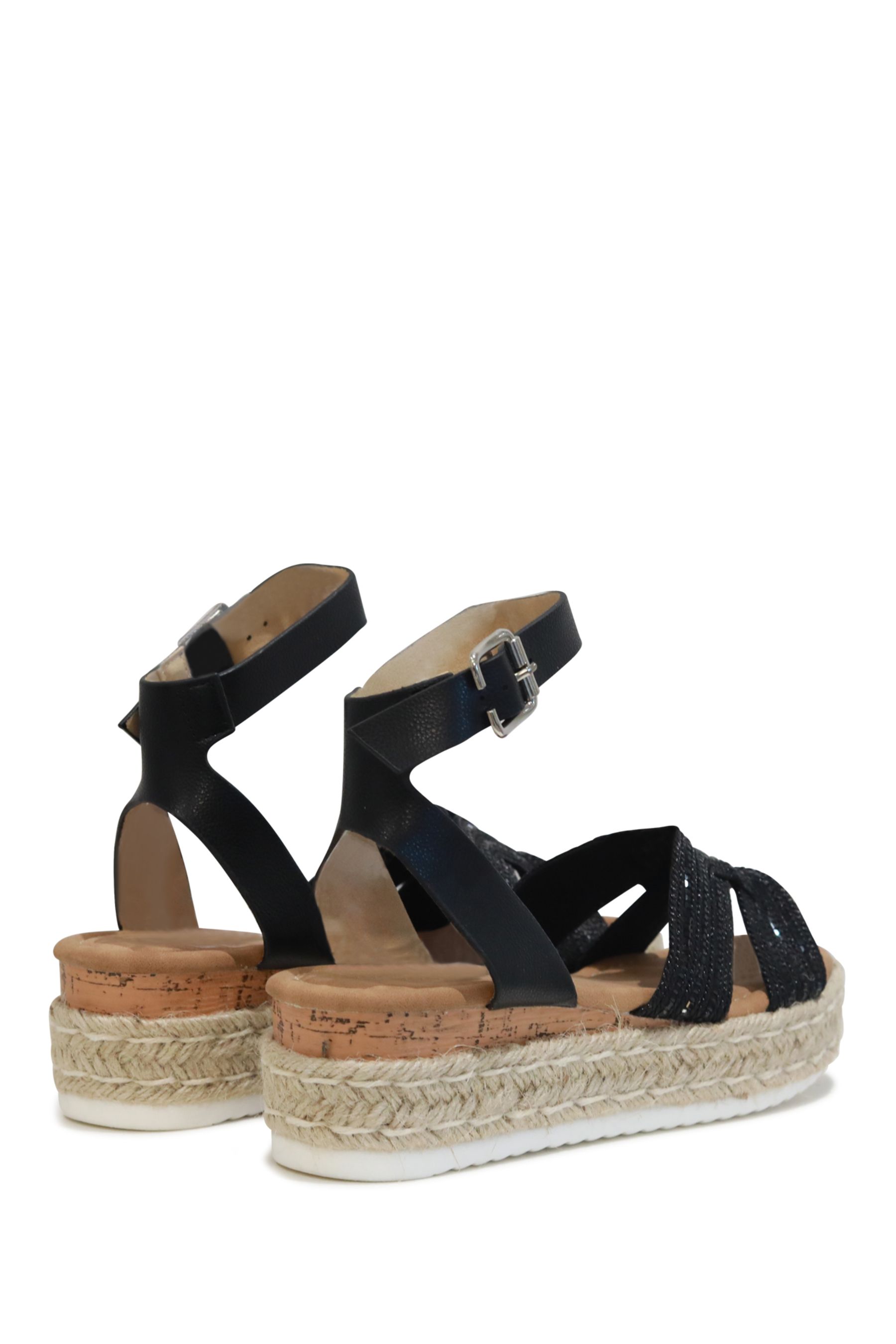 Buy Linzi Black Karla Embellished Two Part Espadrille Inspired Wedges ...