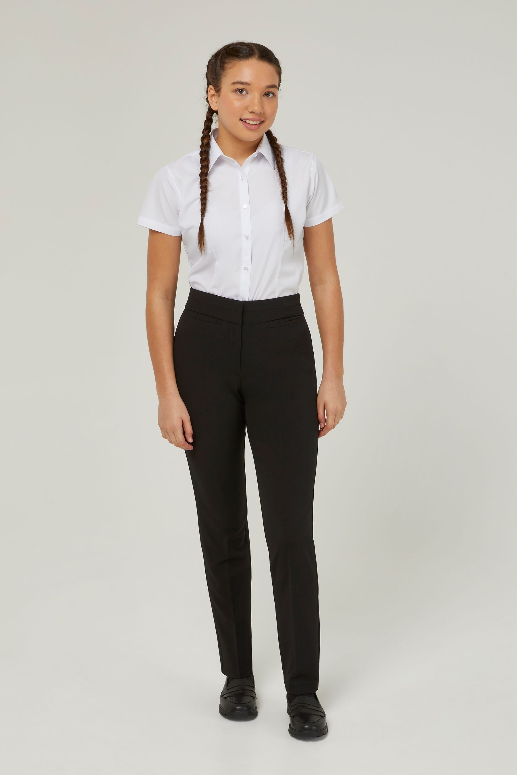 Buy Trutex Straight Leg Twin Pocket Girls Black School Trousers from ...