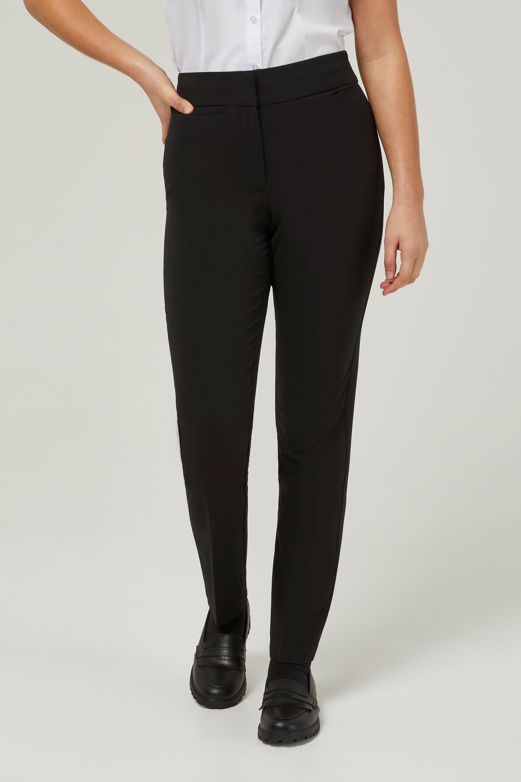 Buy Trutex Straight Leg Twin Pocket Girls Black School Trousers from ...