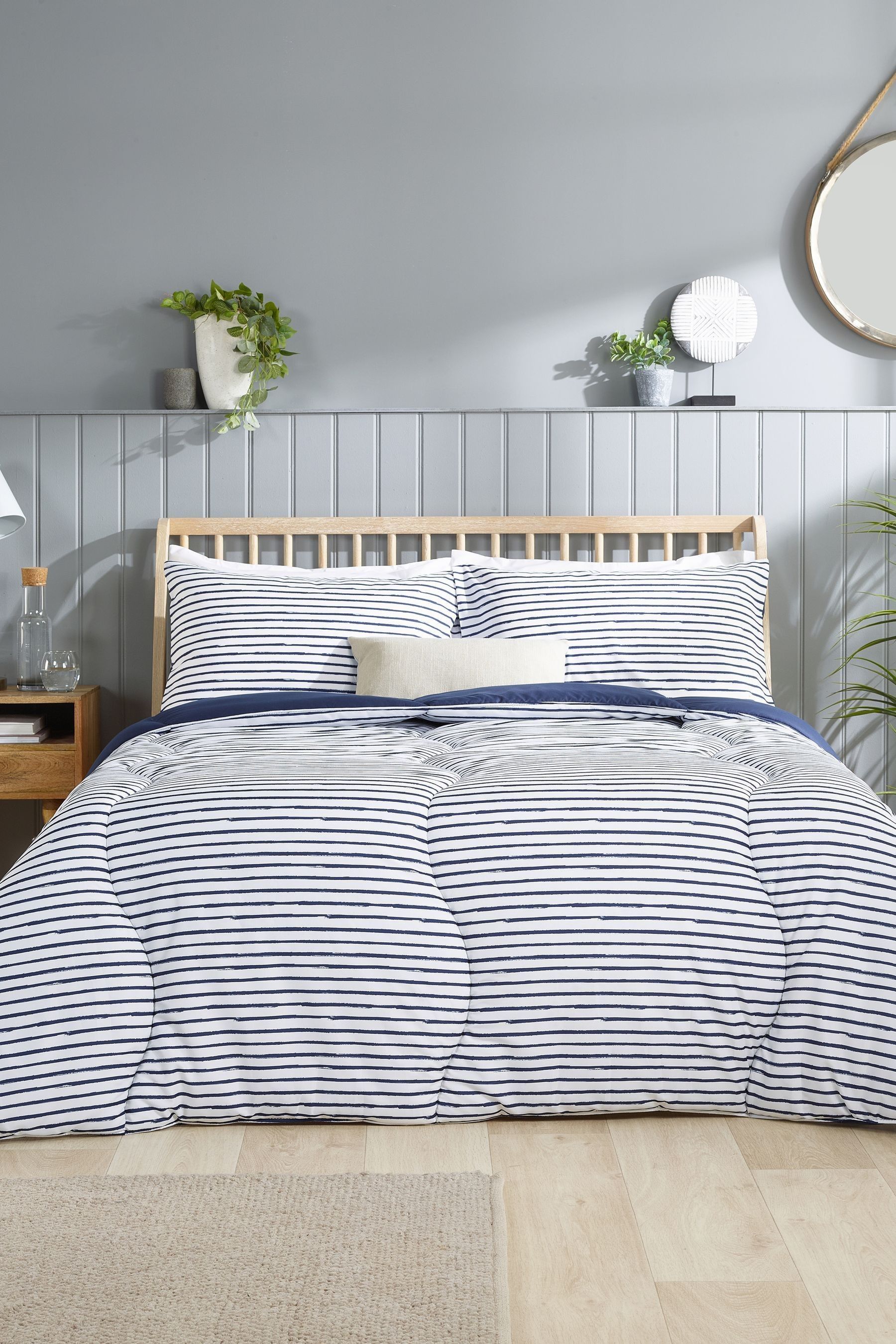 Buy Slumberdown Navy Coverless Comfort Printed Stripe Duvet from the ...