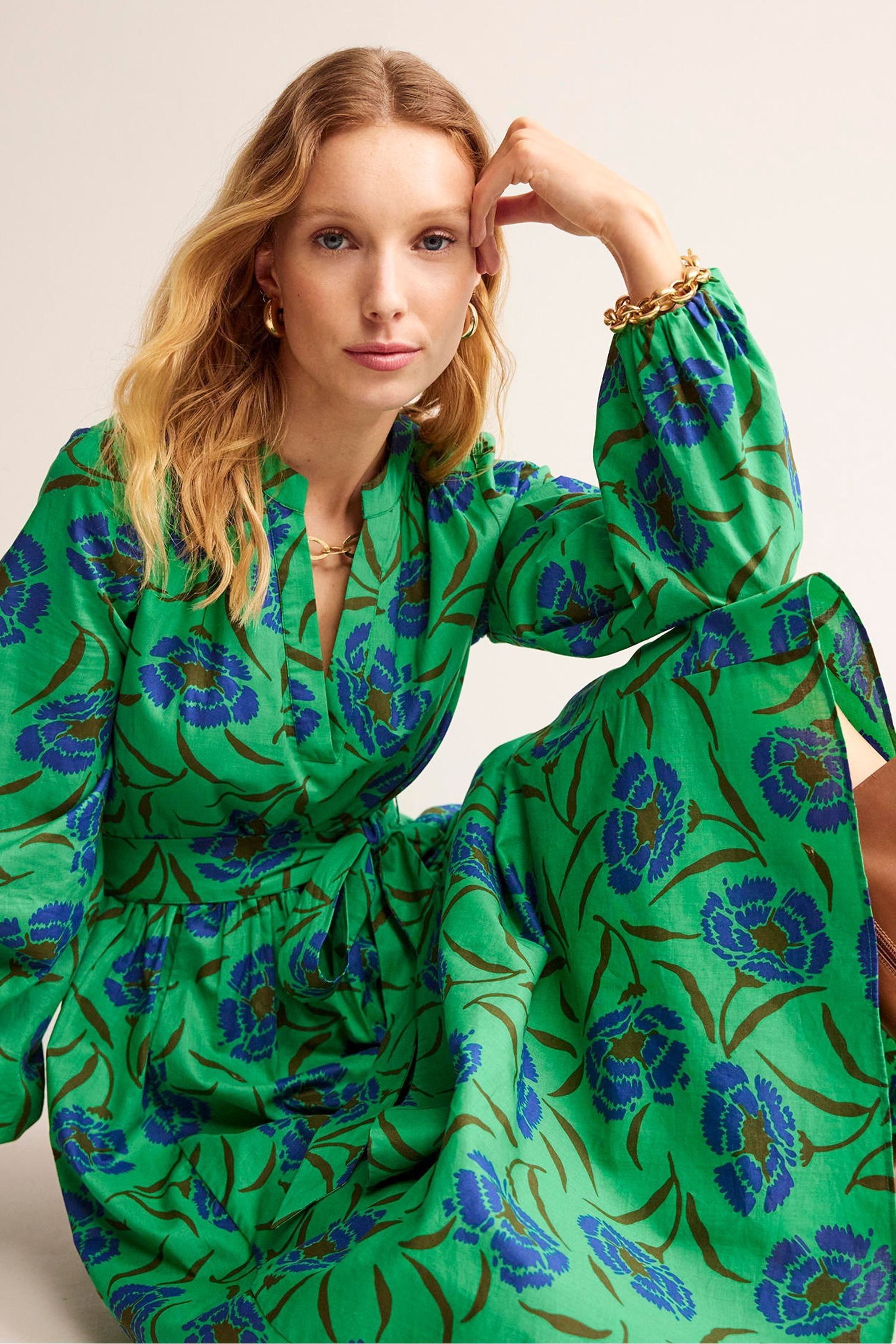 Buy Boden Green Jen Cotton Midi Dress from Next Ireland