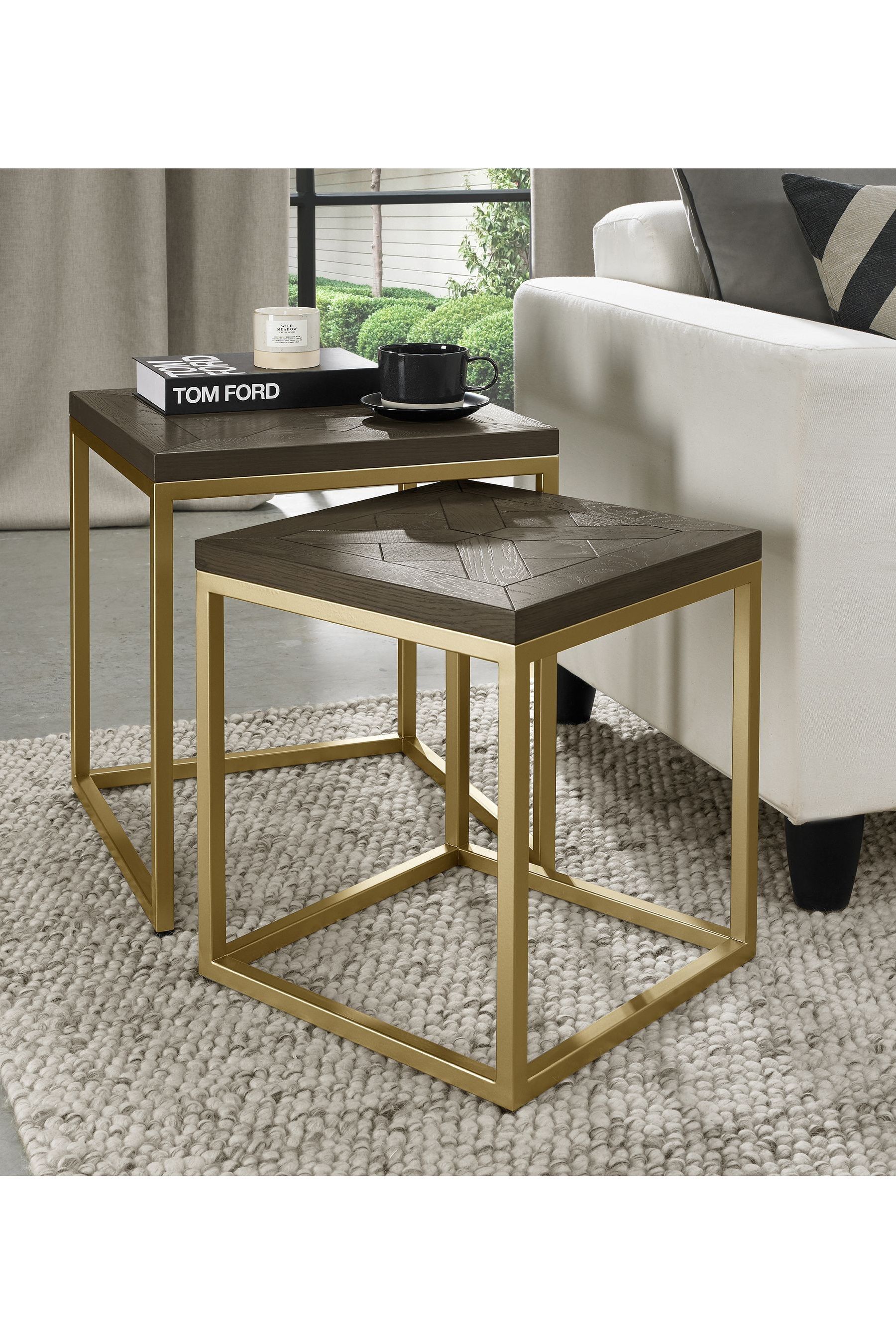 Buy Bentley Designs Fumed Oak Brass Athena Nest Of Tables from the Next ...