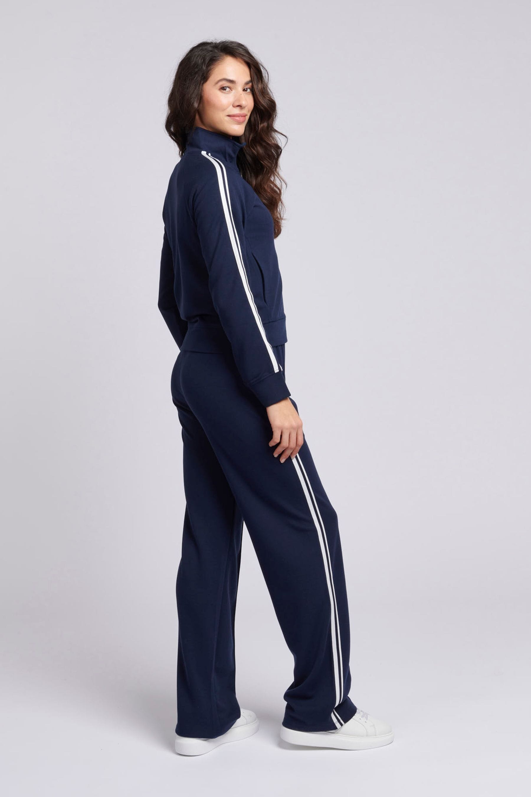 Buy U.S. Polo Assn. Womens Blue Stripe Trim Zip Through Tracksuit Top ...
