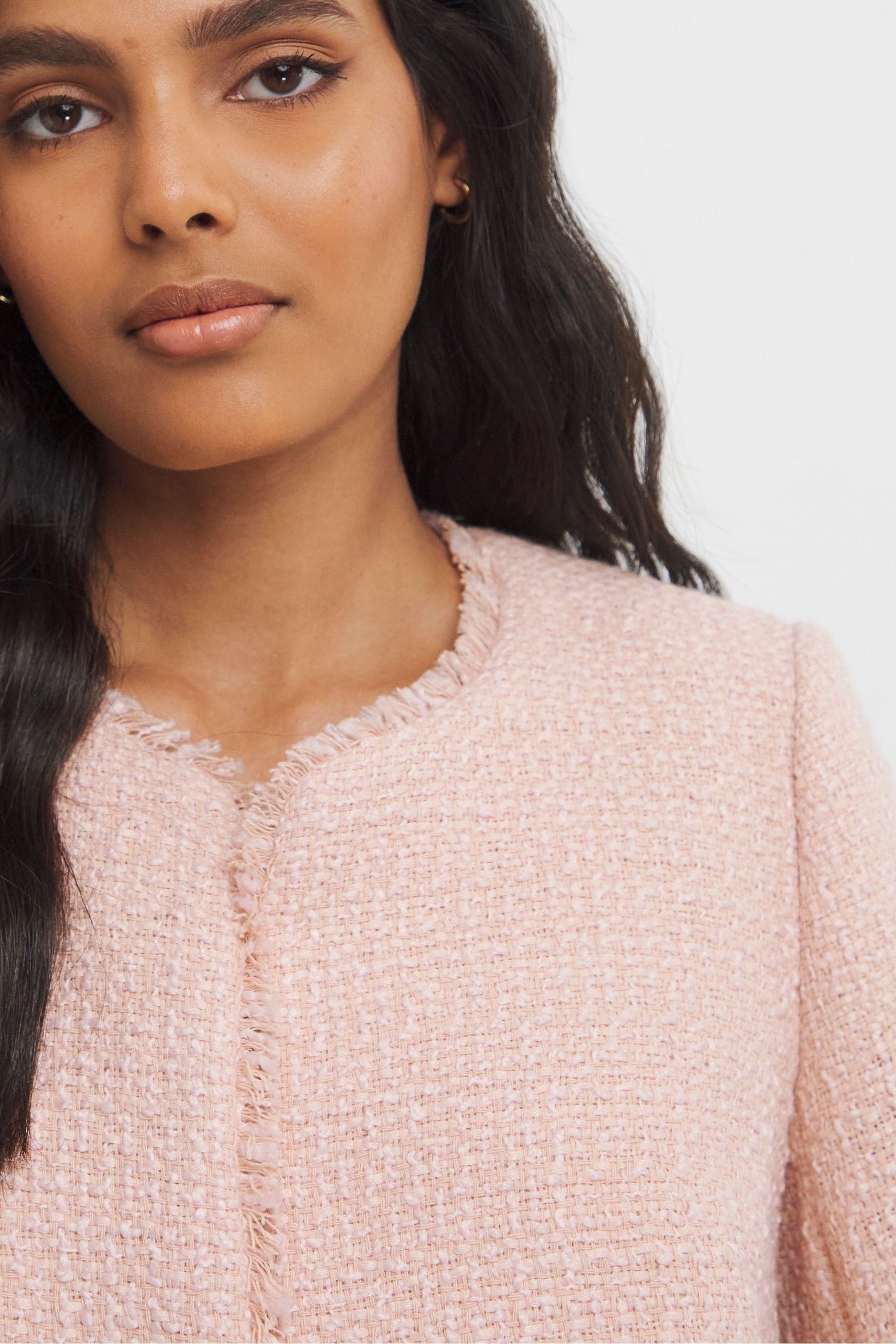 Buy JD Williams Pink Collarless Boucle Blazer from the Next UK online shop
