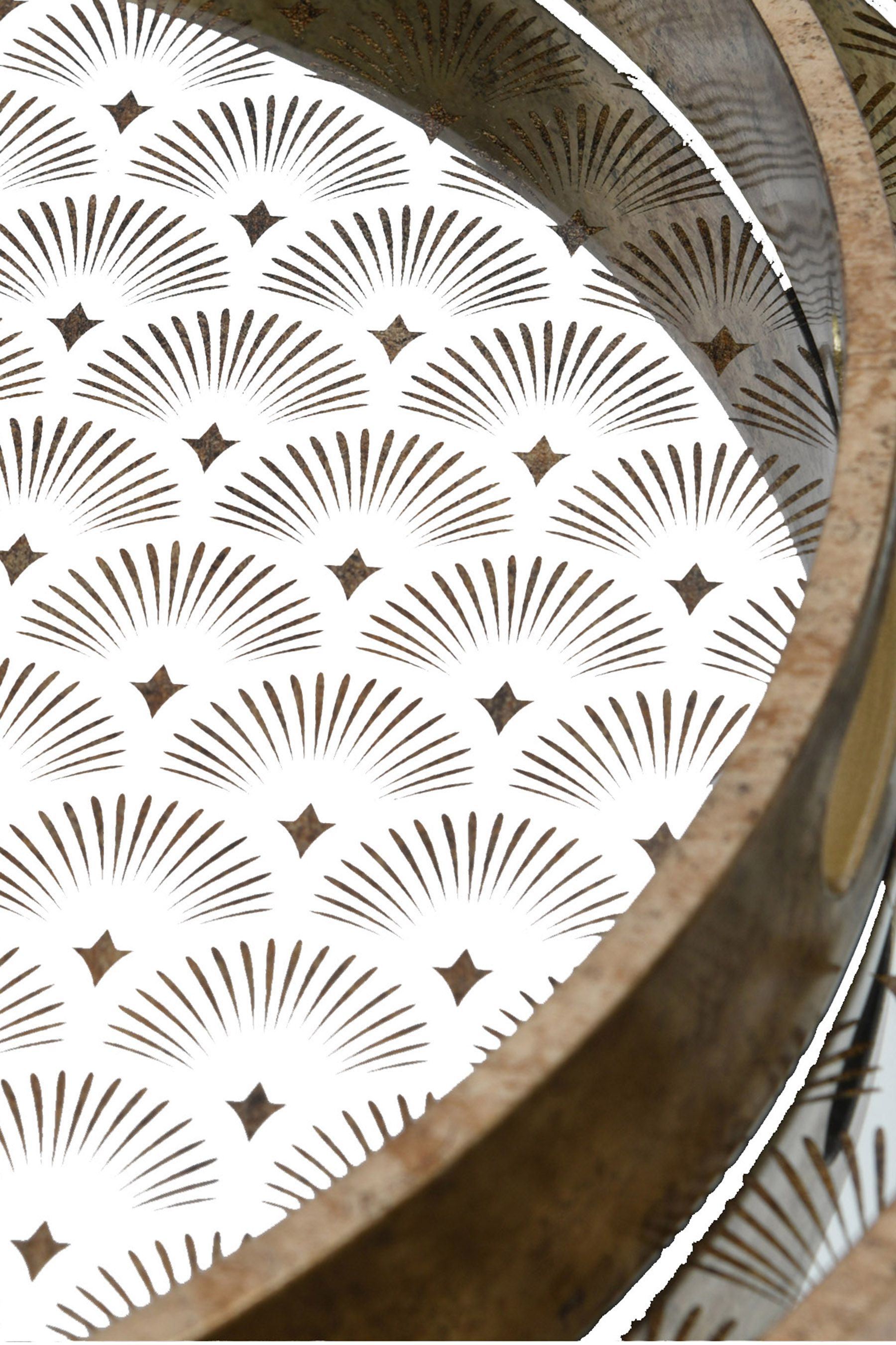 Buy Libra Interiors Set of 2 Gold Trays With Delicate Scallop Design ...