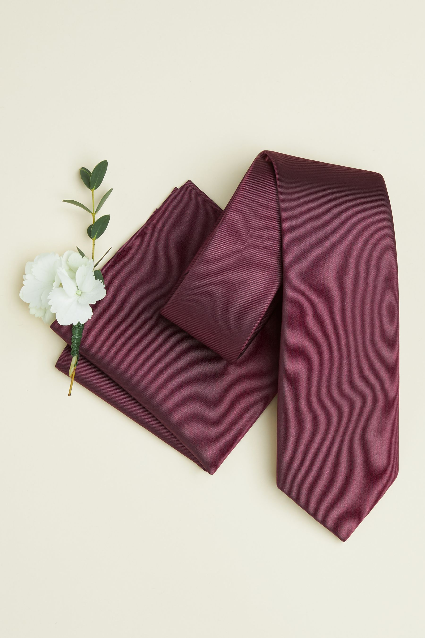 Buy Burgundy Red Silk Tie And Pocket Square Set from the Next UK online ...