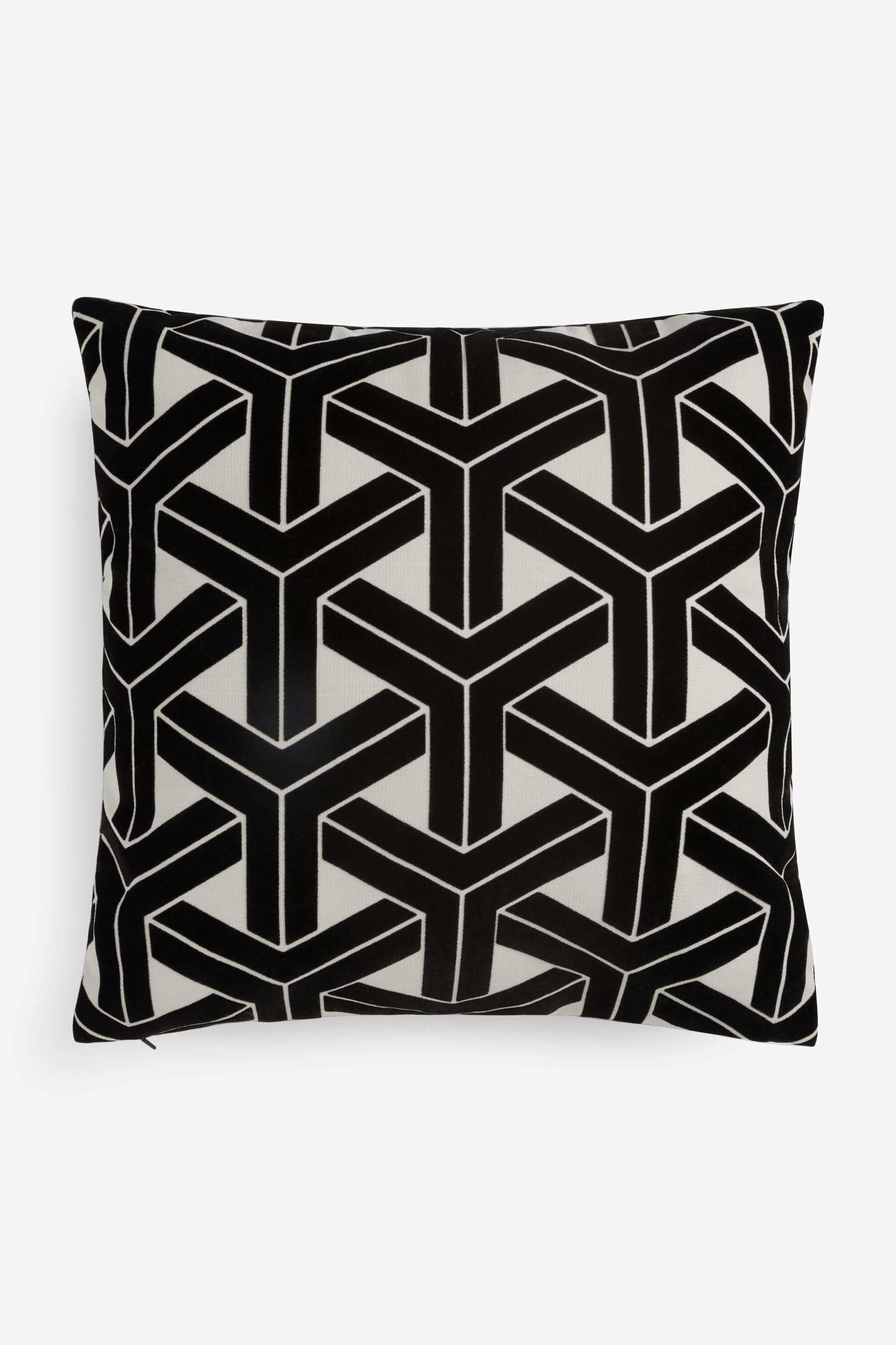 Buy Black/White 50 x 50cm Geometric Flock Cushion from the Next UK ...