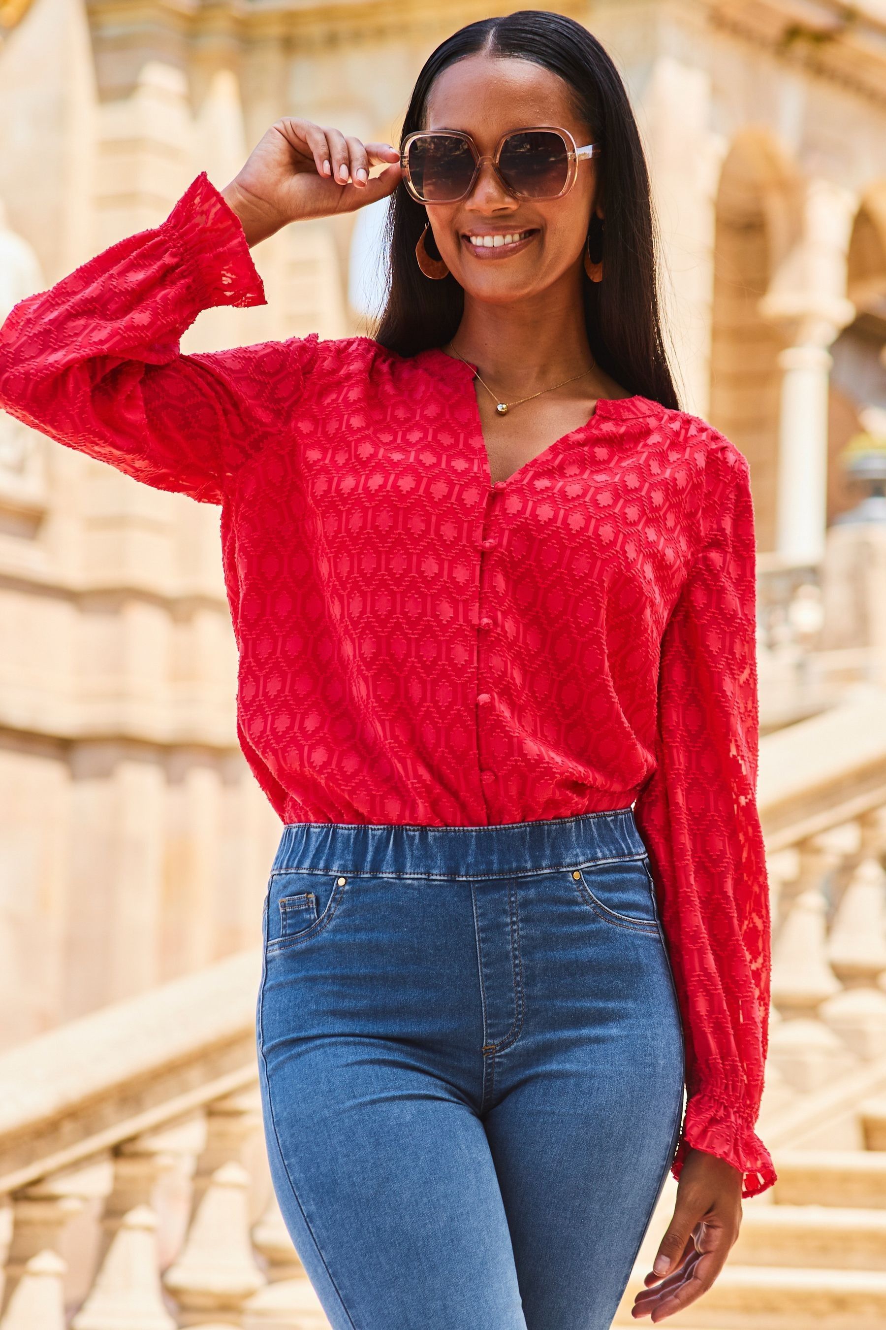 Buy Sosandar Red Sequin Top from the Next UK online shop