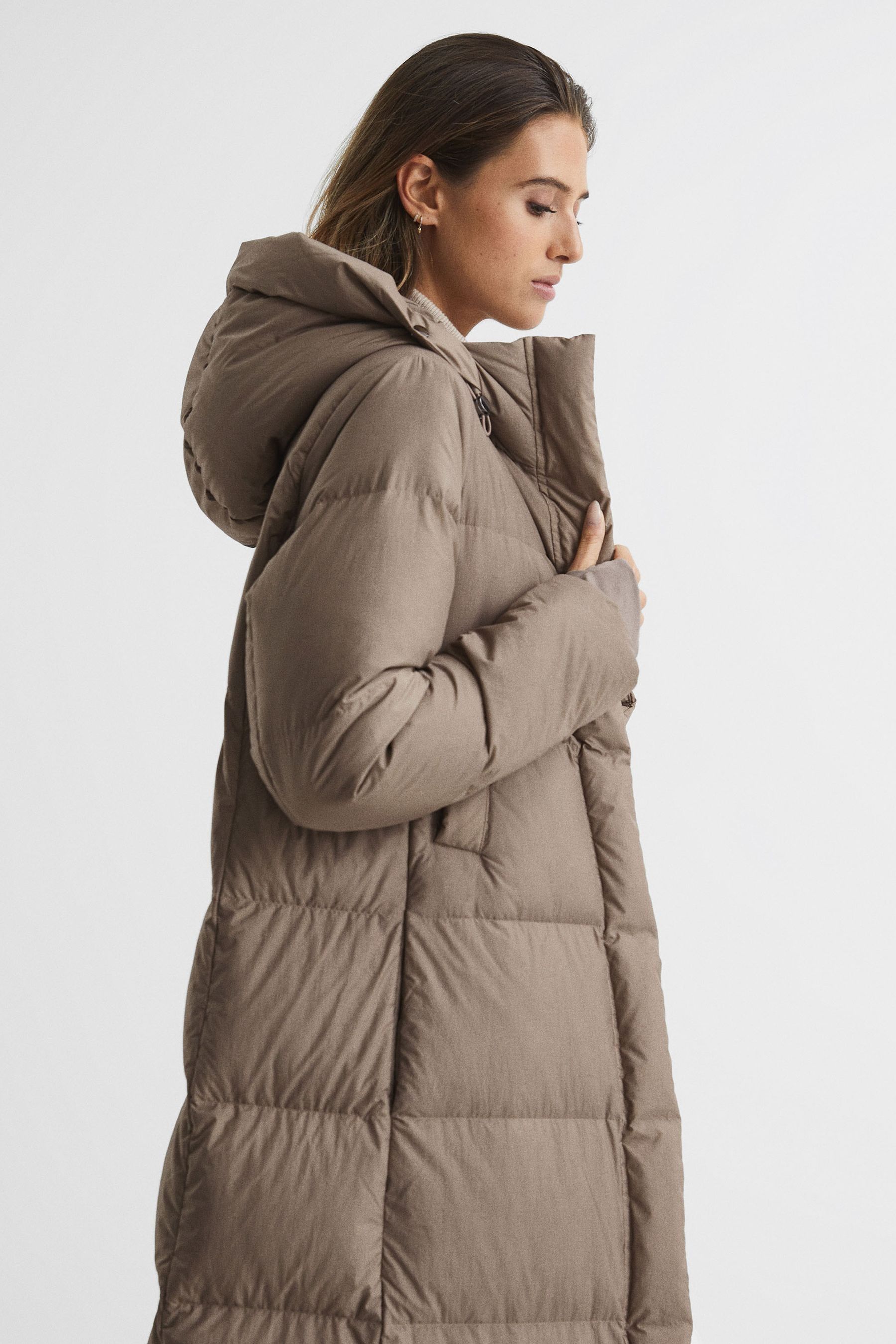 Buy Reiss Mink Tilde Longline Hooded Puffer Coat from the Next UK ...