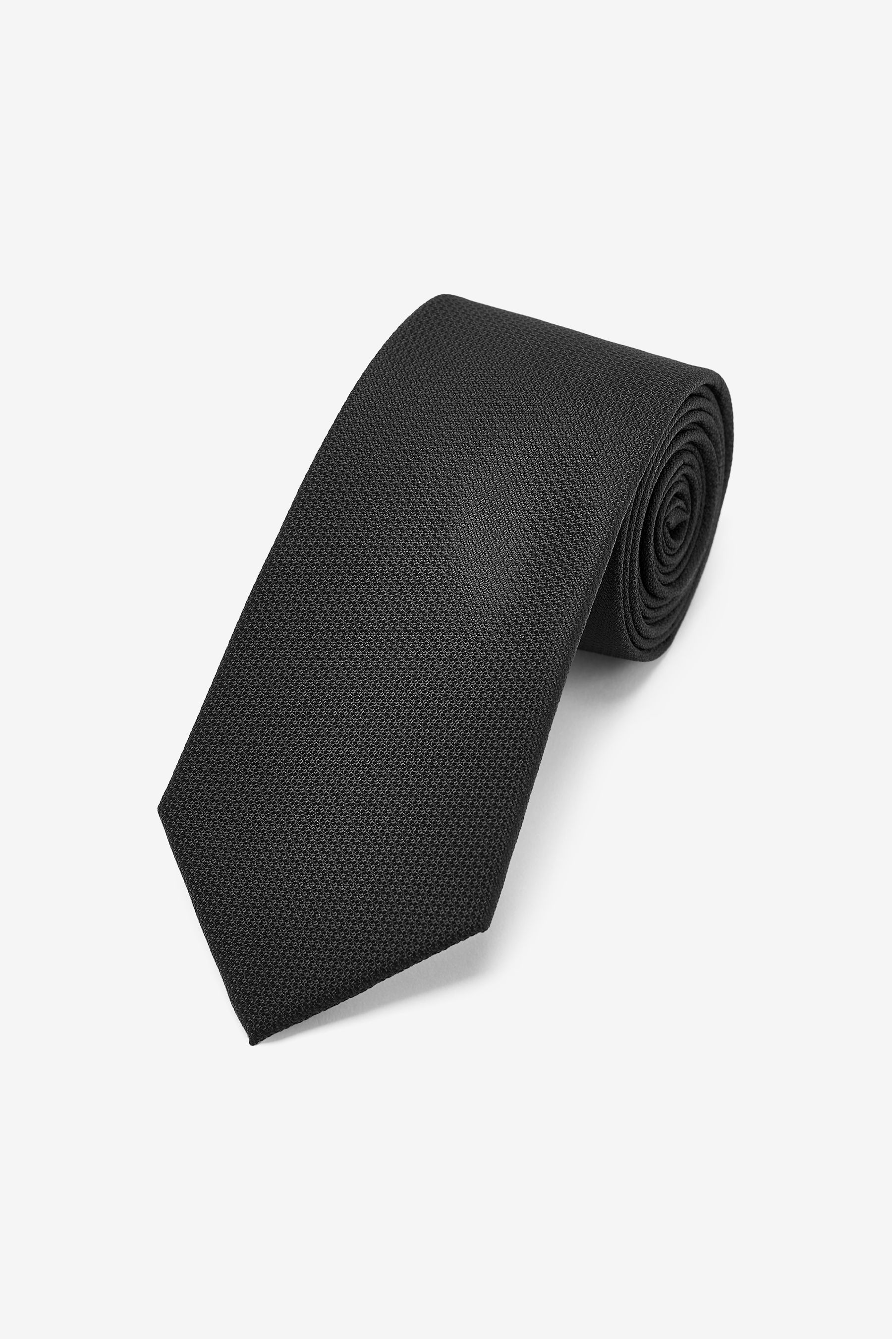 Buy Black/Charcoal Grey Textured Tie With Tie Clip 2 Pack from Next ...
