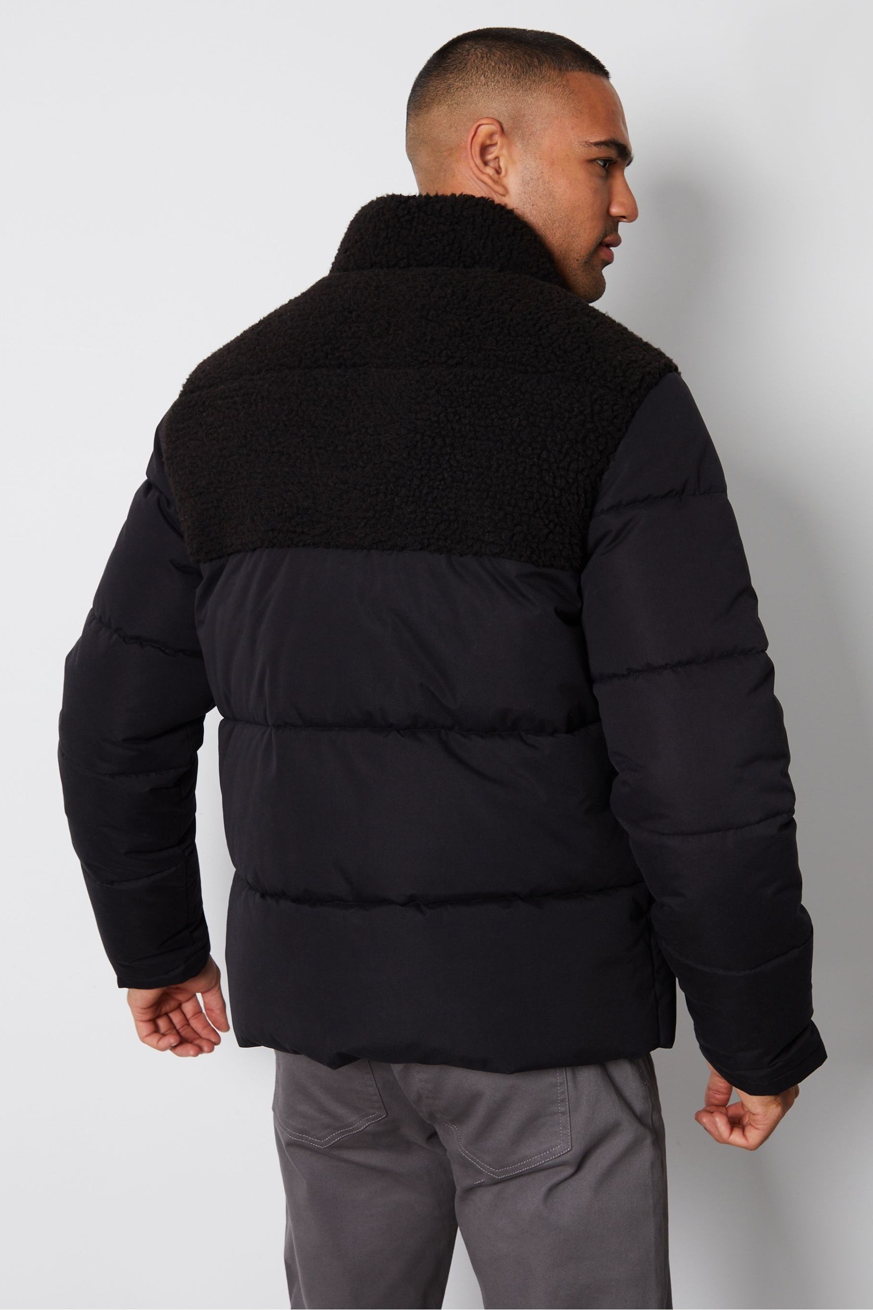 Buy Threadbare Black Borg Panel Funnel Neck Puffer Jacket from the Next ...