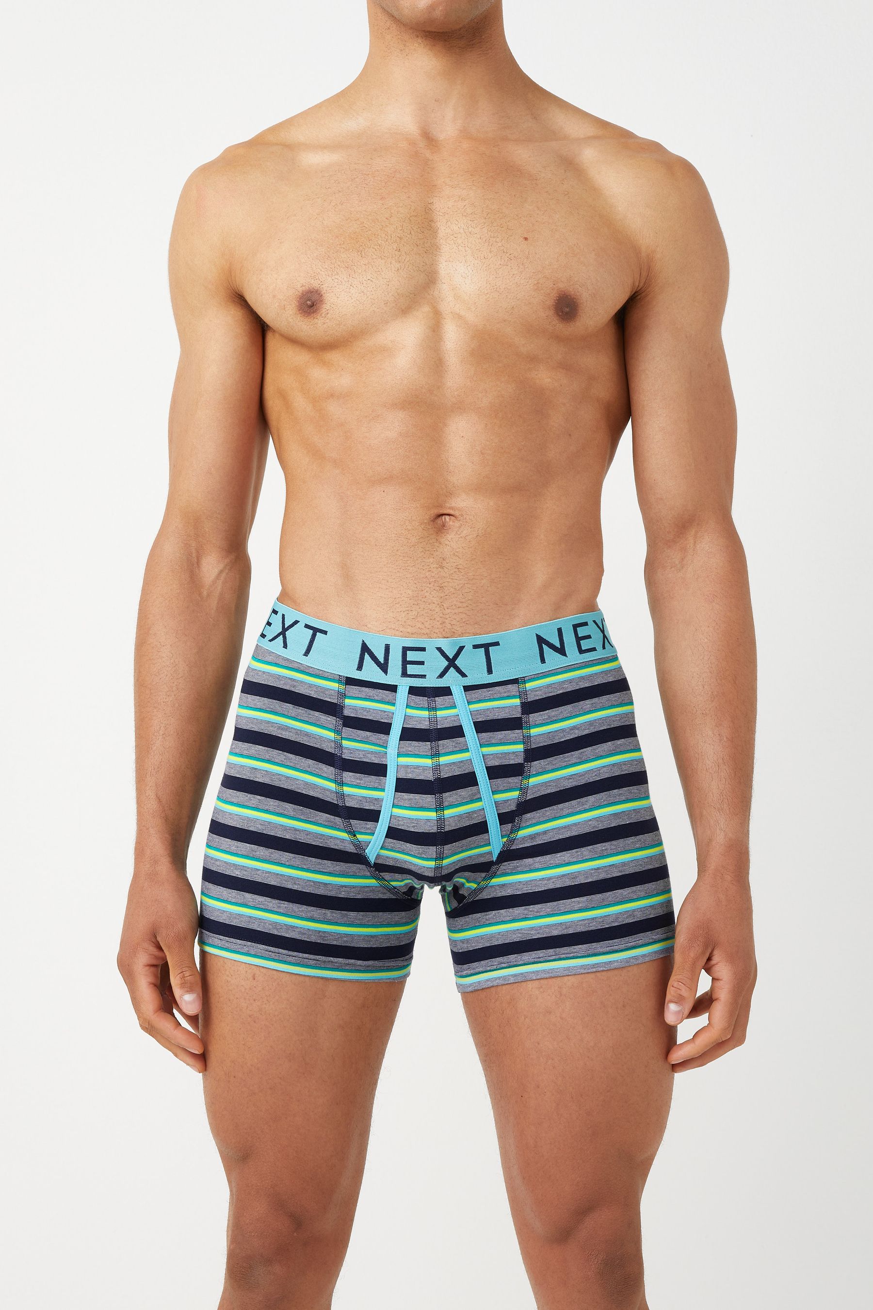 Buy Grey Bright Stripe 4 pack A-Front Boxers from the Next UK online shop
