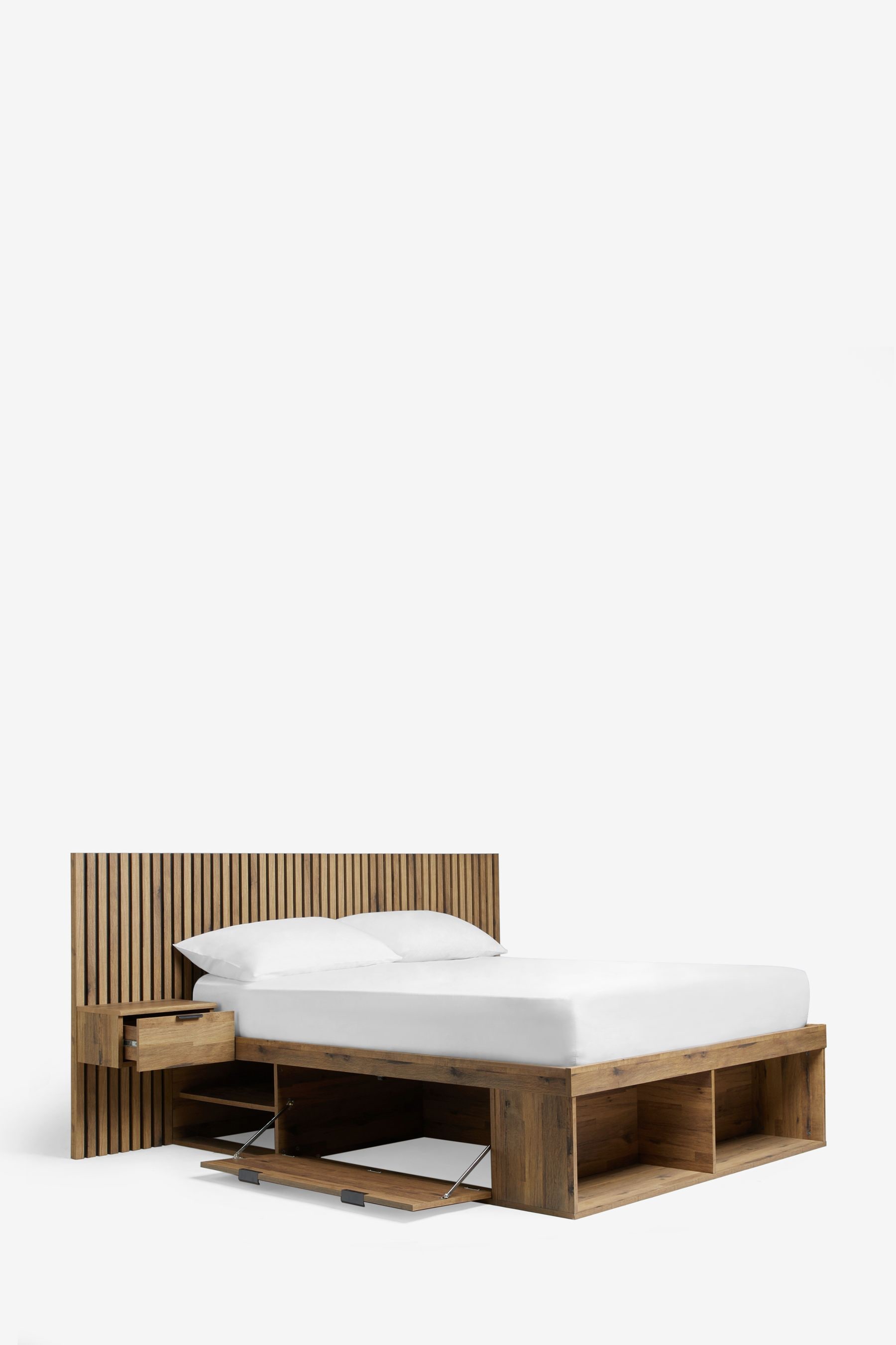 Buy Oak Effect Bronx Wooden Hotel Bed Frame with Platform Storage and ...