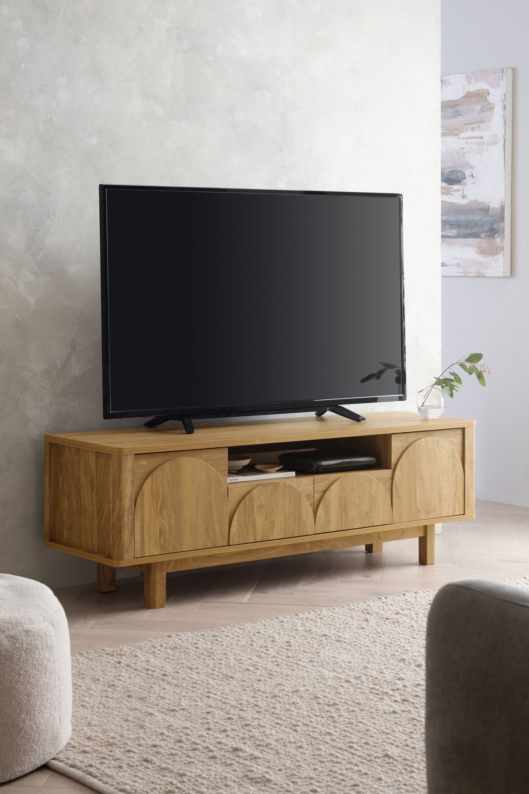 Buy Natural Arches Mango Wood Effect TV Unit, Up to 65 Inch from the ...