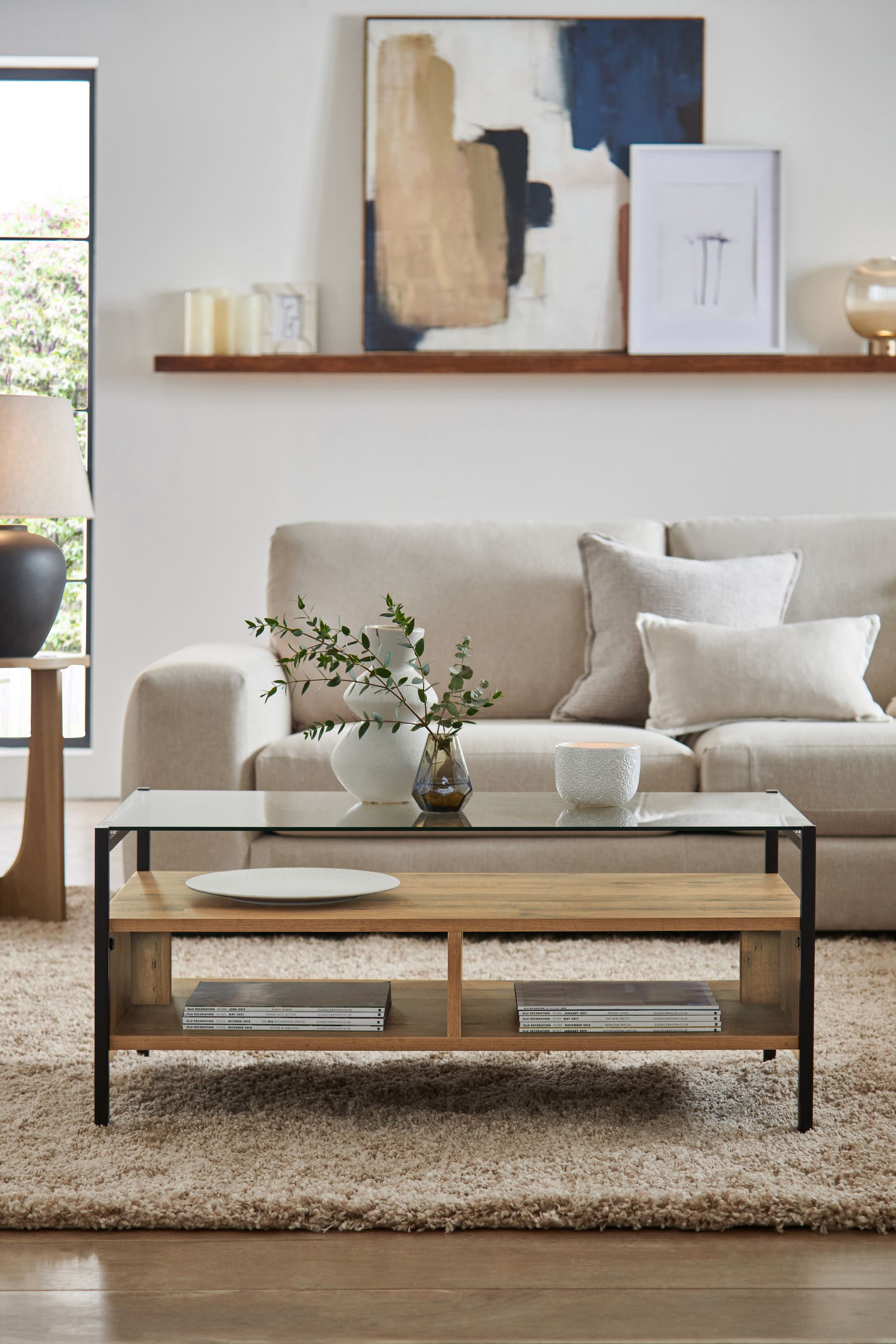 Buy Dark Bronx Oak Effect Glass Coffee Table from the Next UK online shop