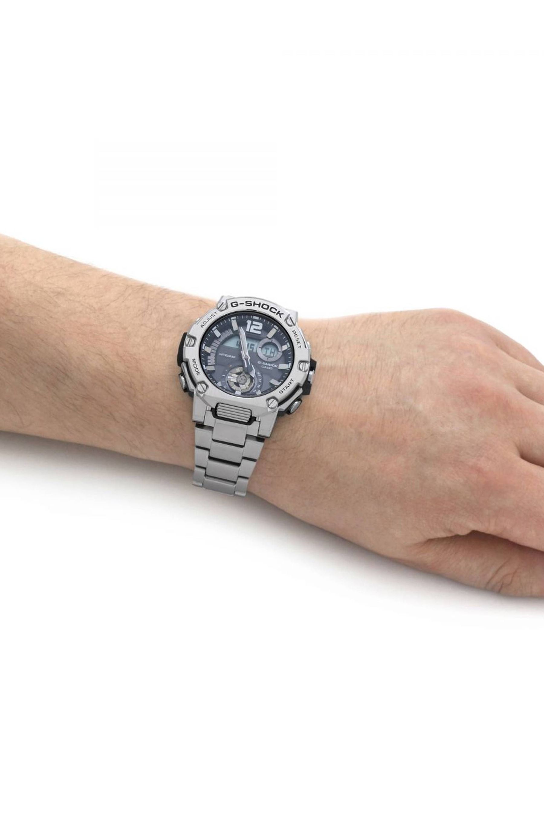Buy Casio 'G-Shock' Silver and Black Stainless Steel Solar Chronograph ...