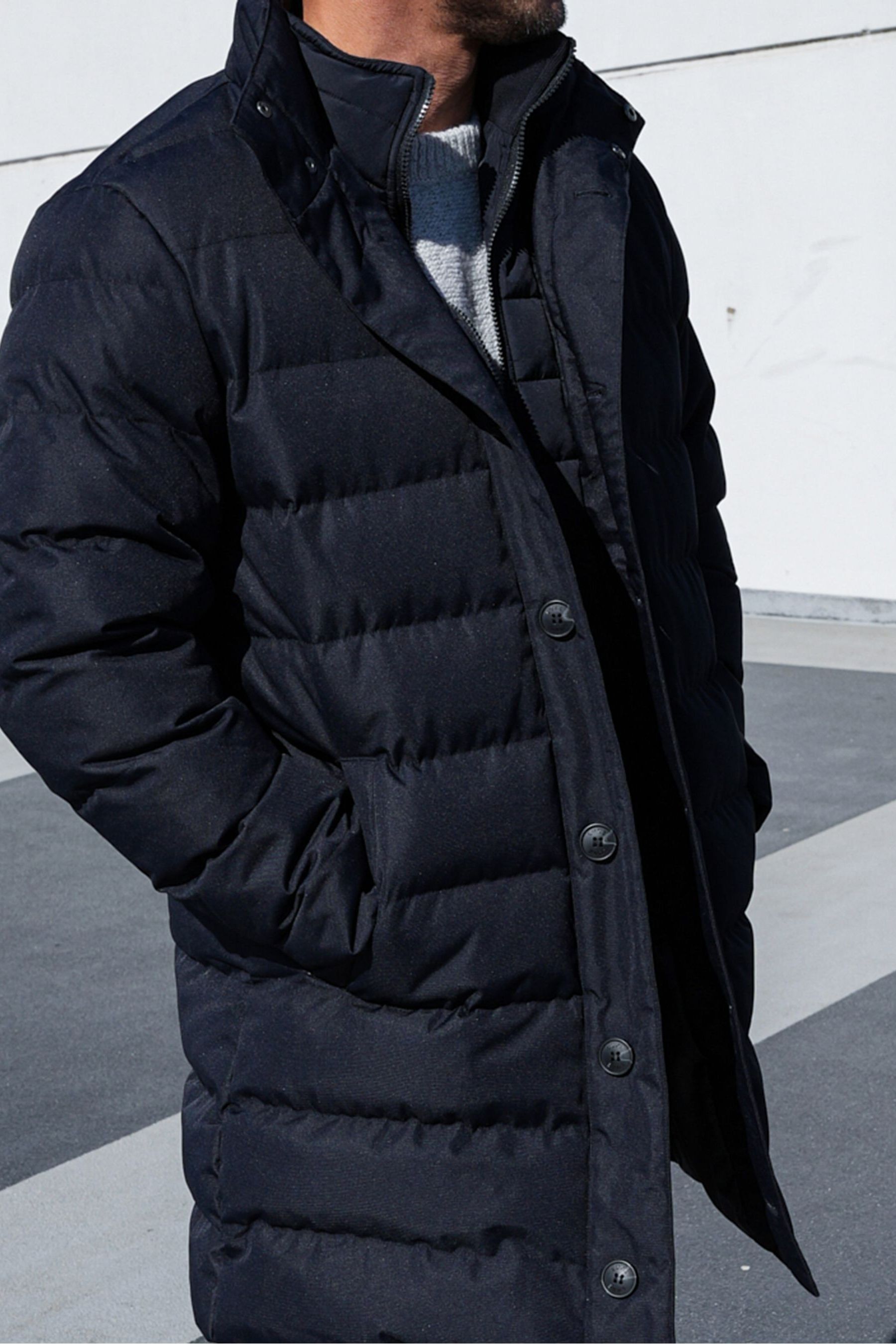 Buy Threadbare Blue Luxe Showerproof Funnel Neck Puffer Coat from the ...