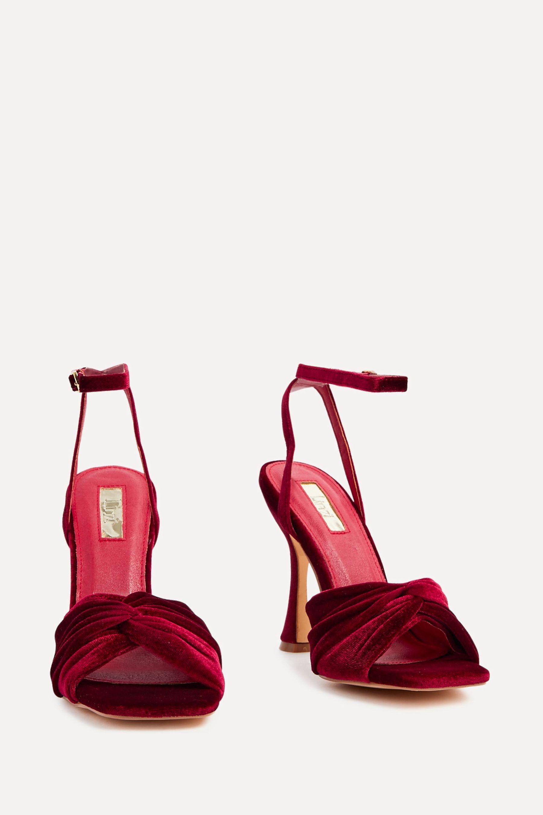 Buy Linzi Red Emery Velvet Stiletto Heeled Sandals from the Next UK ...
