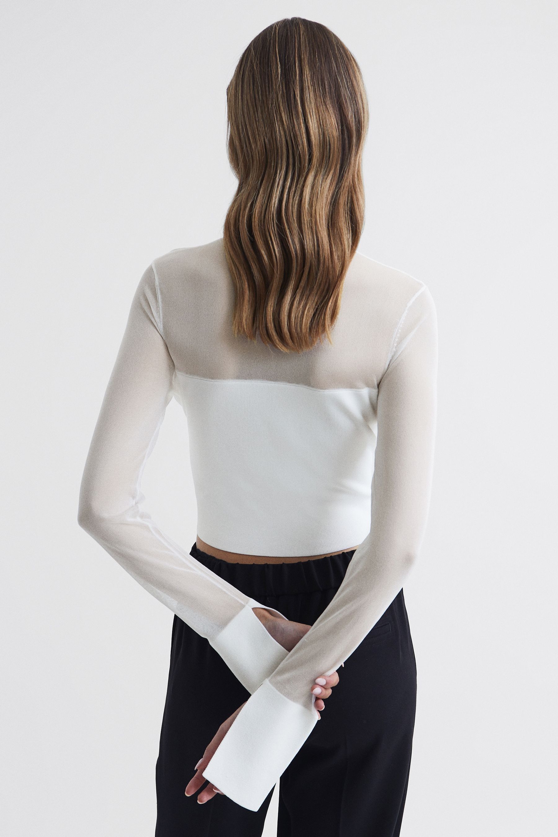 Buy Reiss Ivory Heather Sheer Block Crop Top from the Next UK online shop