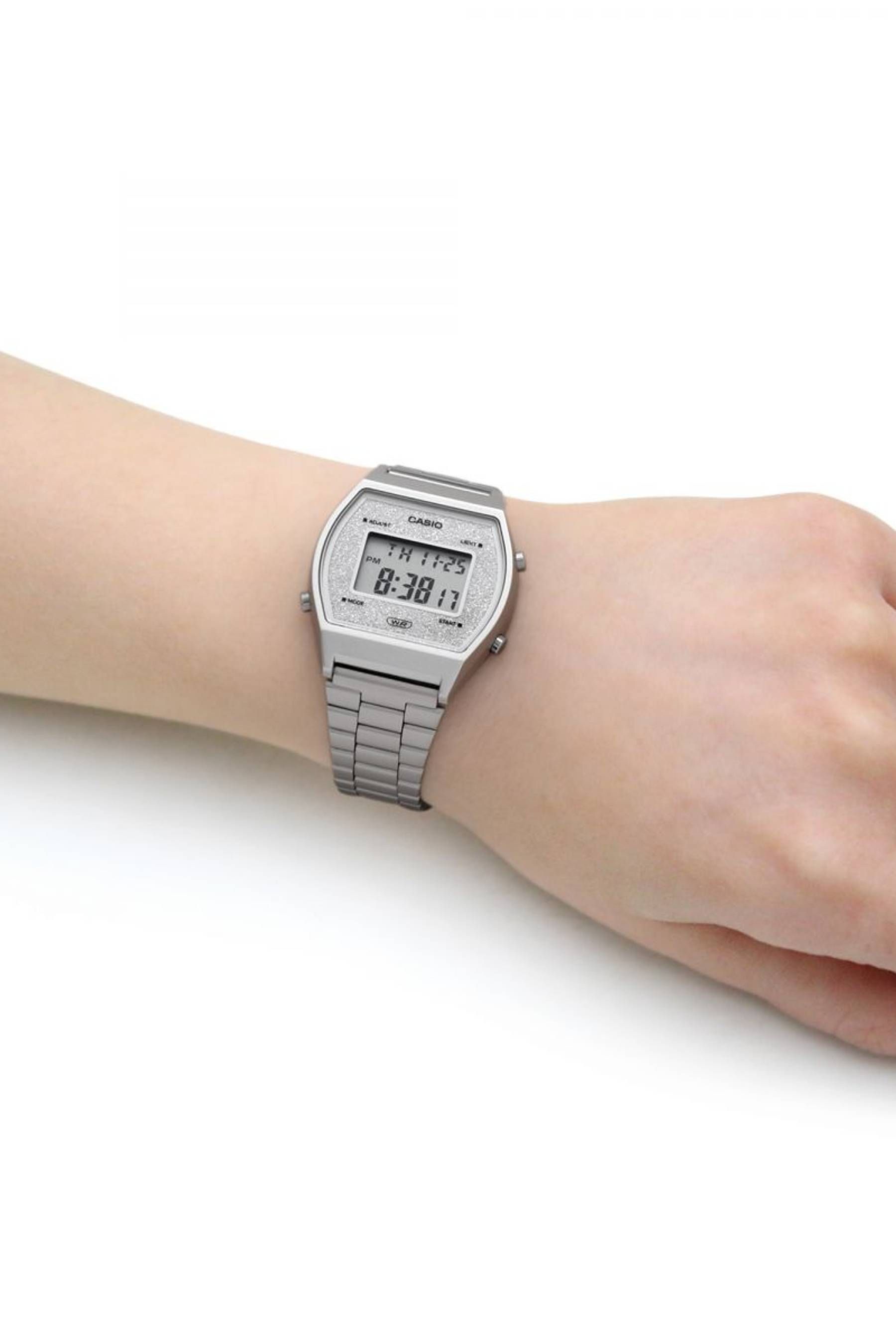 Buy Casio Silver and LCD Stainless Steel Quartz Chronograph Watch from ...