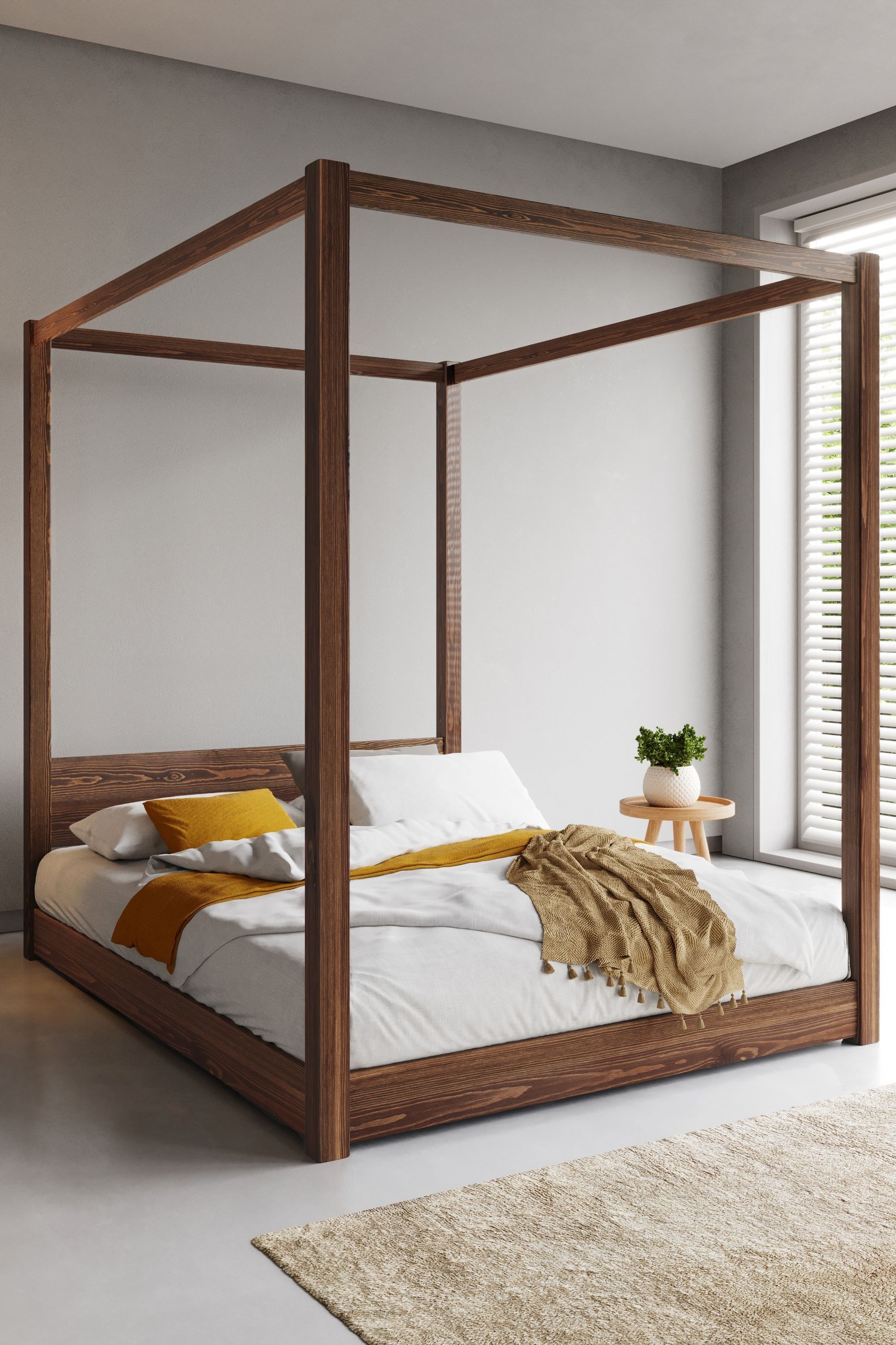 Buy Get Laid Beds Coffee Bean Low Four Poster Square Leg Bed from the ...