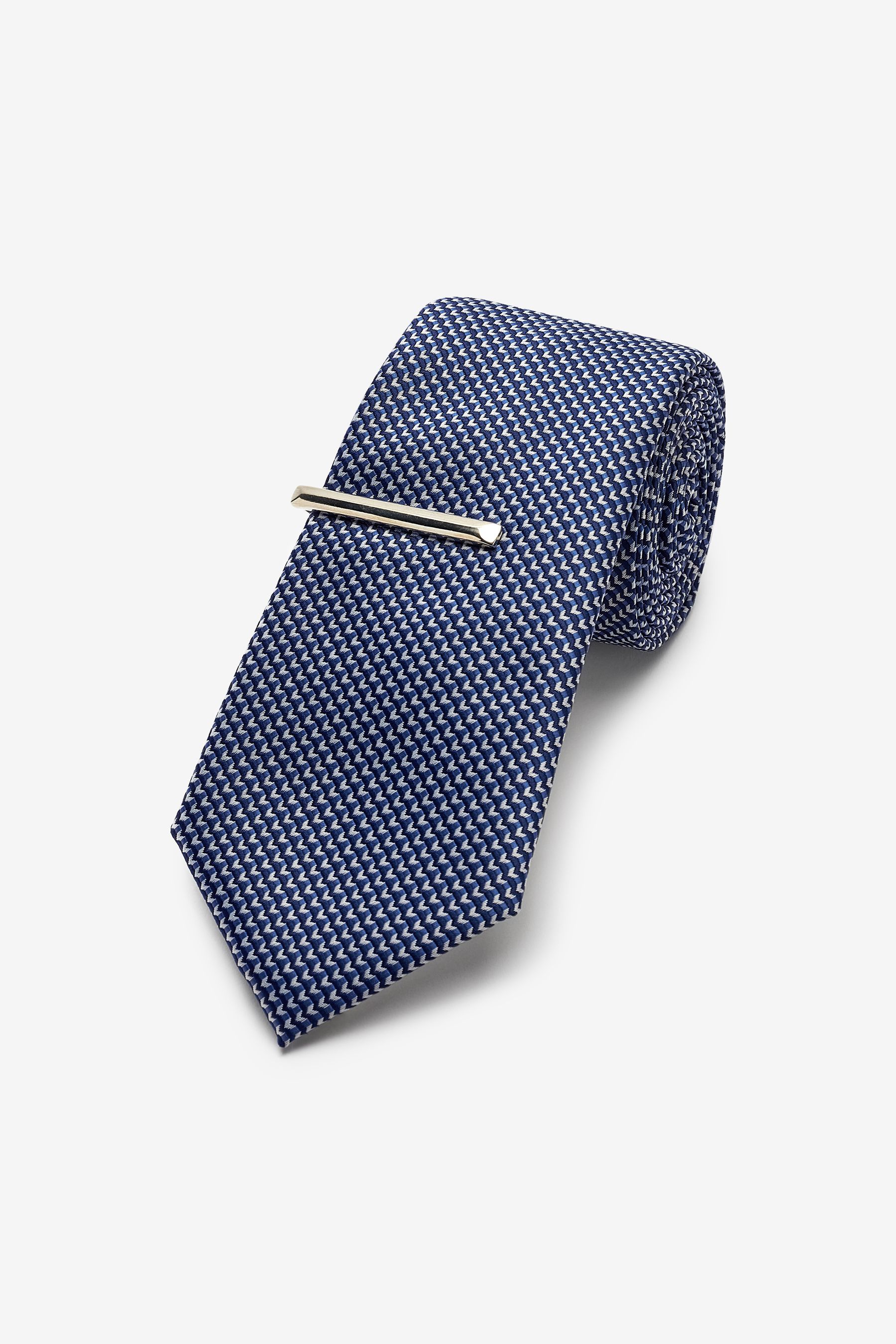 Buy Blue Textured Tie With Tie Clips 2 Pack from Next United Arab Emirates