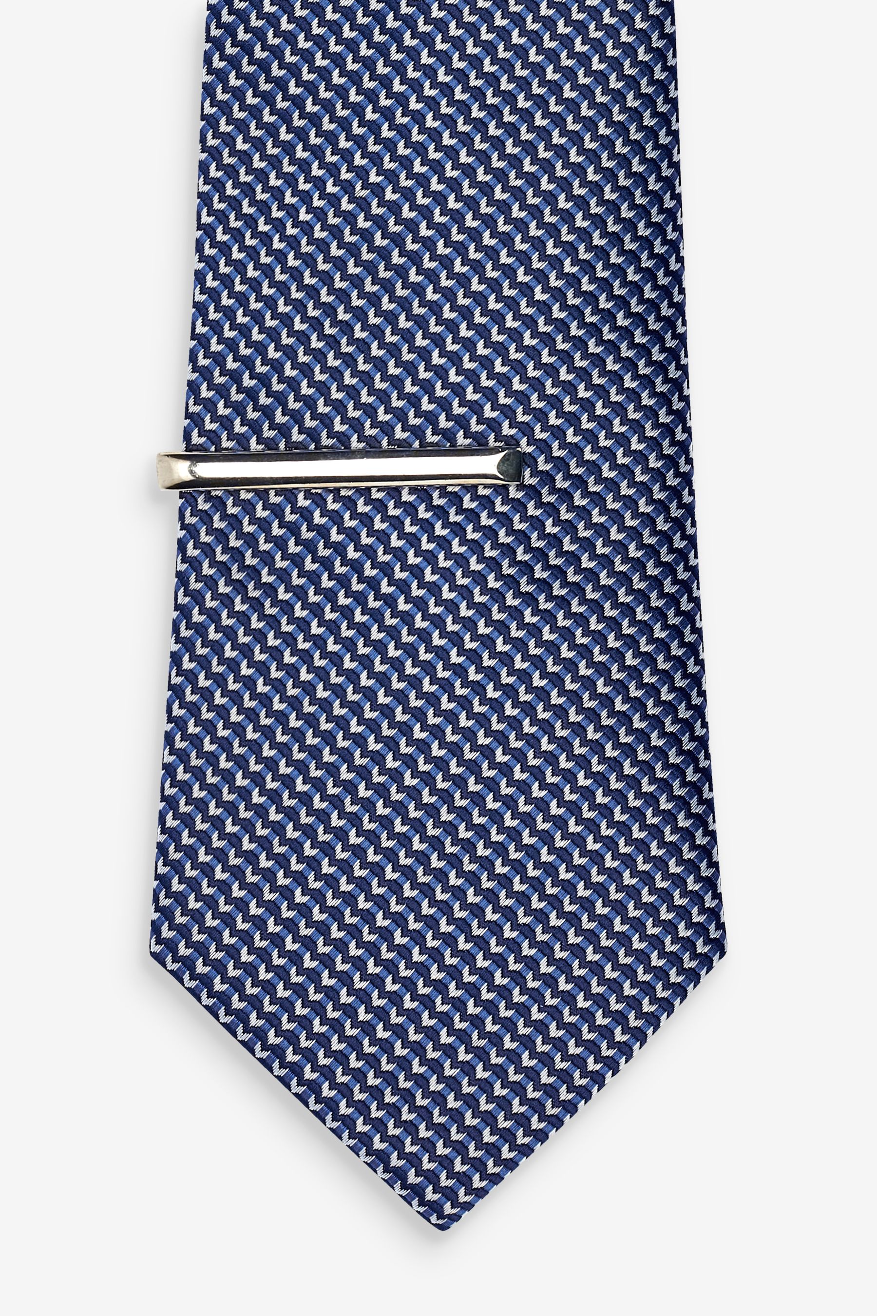 Buy Blue Textured Tie With Tie Clips 2 Pack from Next United Arab Emirates