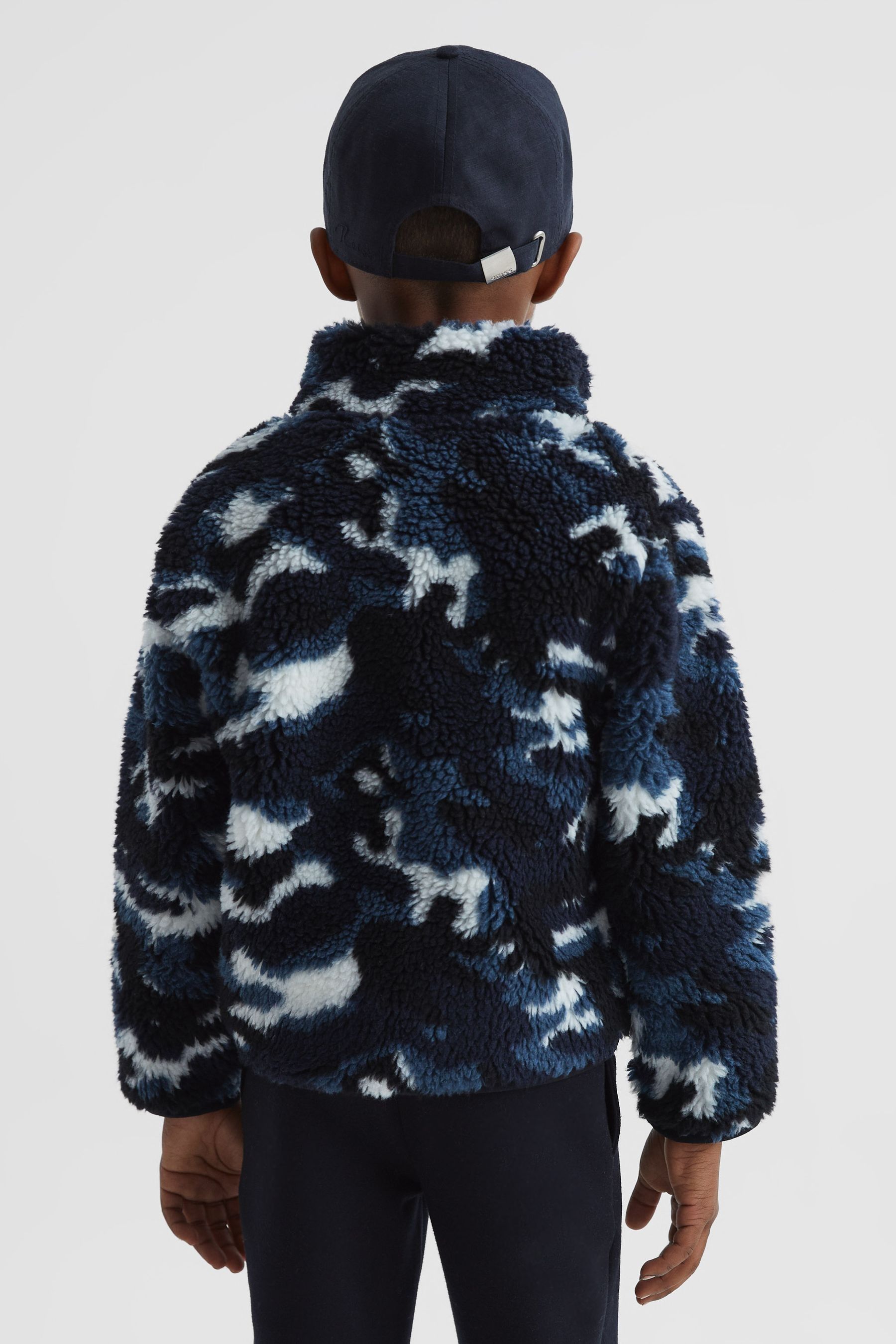 Buy Reiss Blue Camo Freddie Senior Zip-Front Camouflage Jumper from the ...